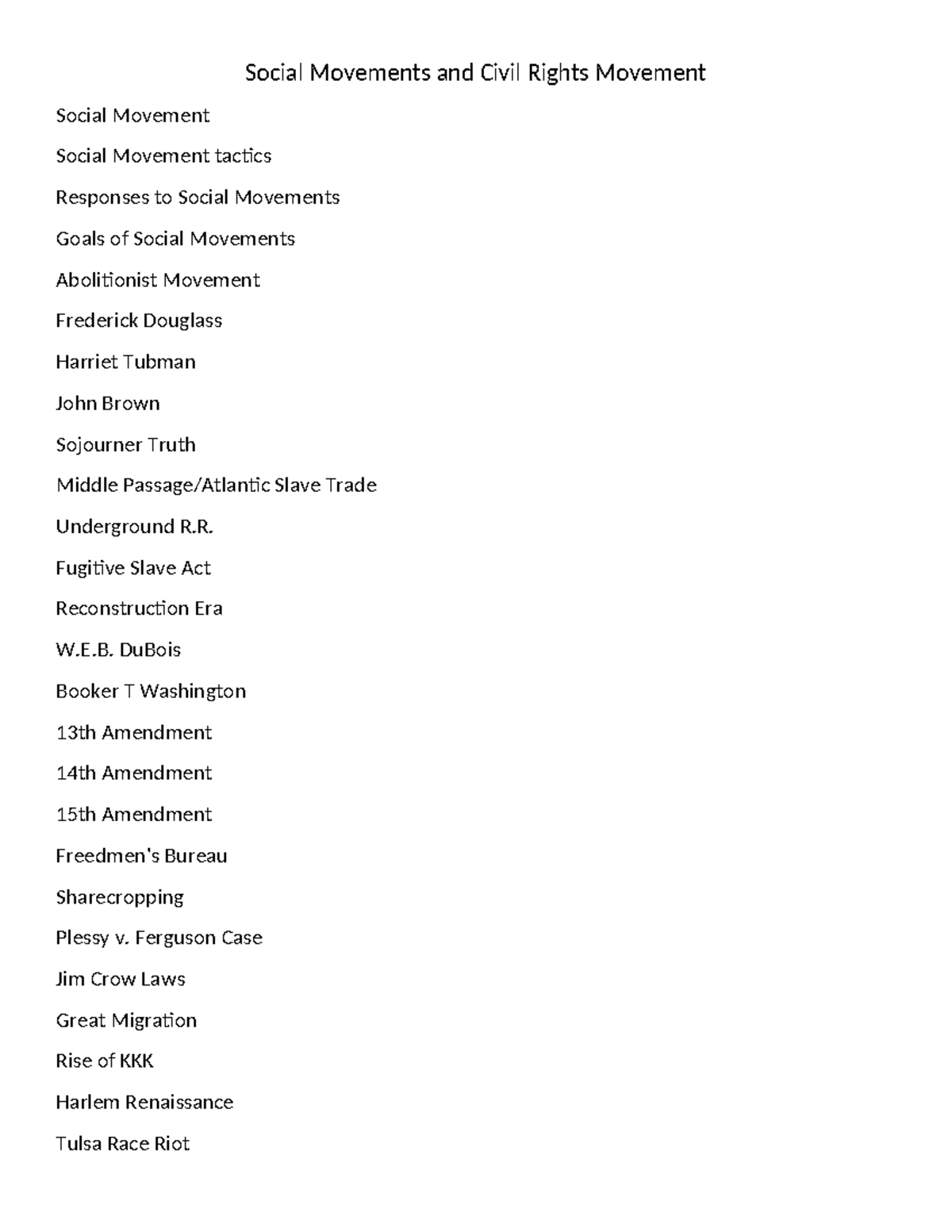 Social Movement & Civil Rights Movement Study Guide - Social Movements ...