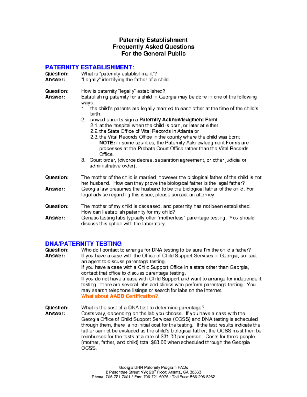 Paternity Establishment - Paternity Establishment Frequently Asked ...