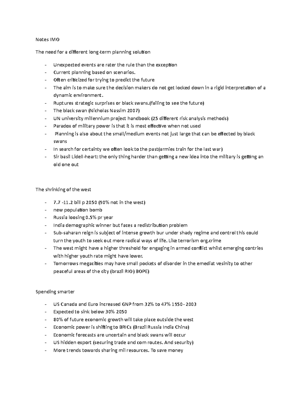 Notes IMO - Notes IMO The need for a different long-term planning ...