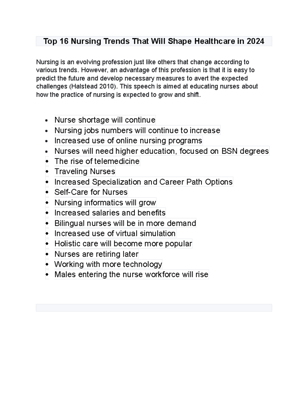 Top 16 Nursing Trends That Will Shape Healthcare in 2024 - However, an ...