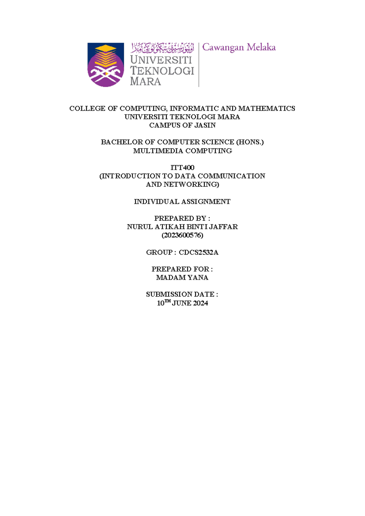 Front page assignment individual itt - Multimedia development - COLLEGE ...