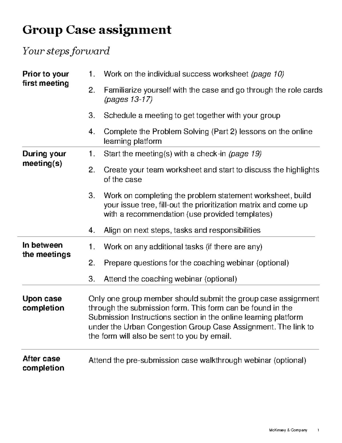 Group Case Assignment Materials Template Documents - Your steps forward ...