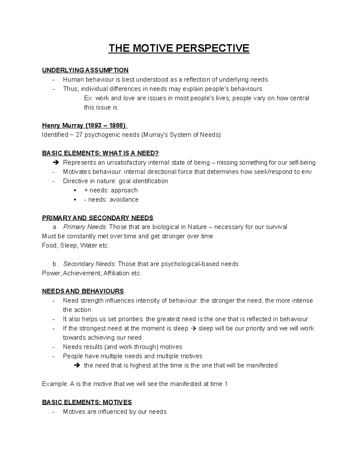 Lesson 5 - Motive Perspective - THE MOTIVE PERSPECTIVE UNDERLYING ...