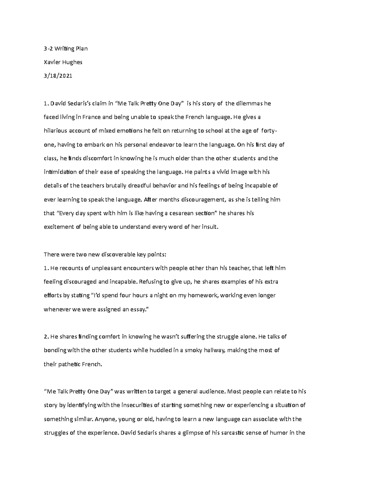 3-2 Assignment Writing Plan (Xavier Hughes) - 3-2 Writing Plan Xavier ...