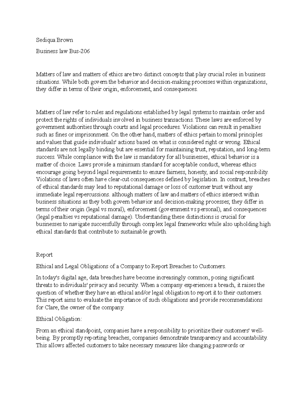 Bus law 206 5-2 - competency - Sediqua Brown Business law Bus- Matters ...