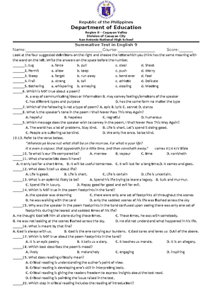 Grade 9 Q2 English LAS - Sample Document - ii 9 English Second Quarter ...