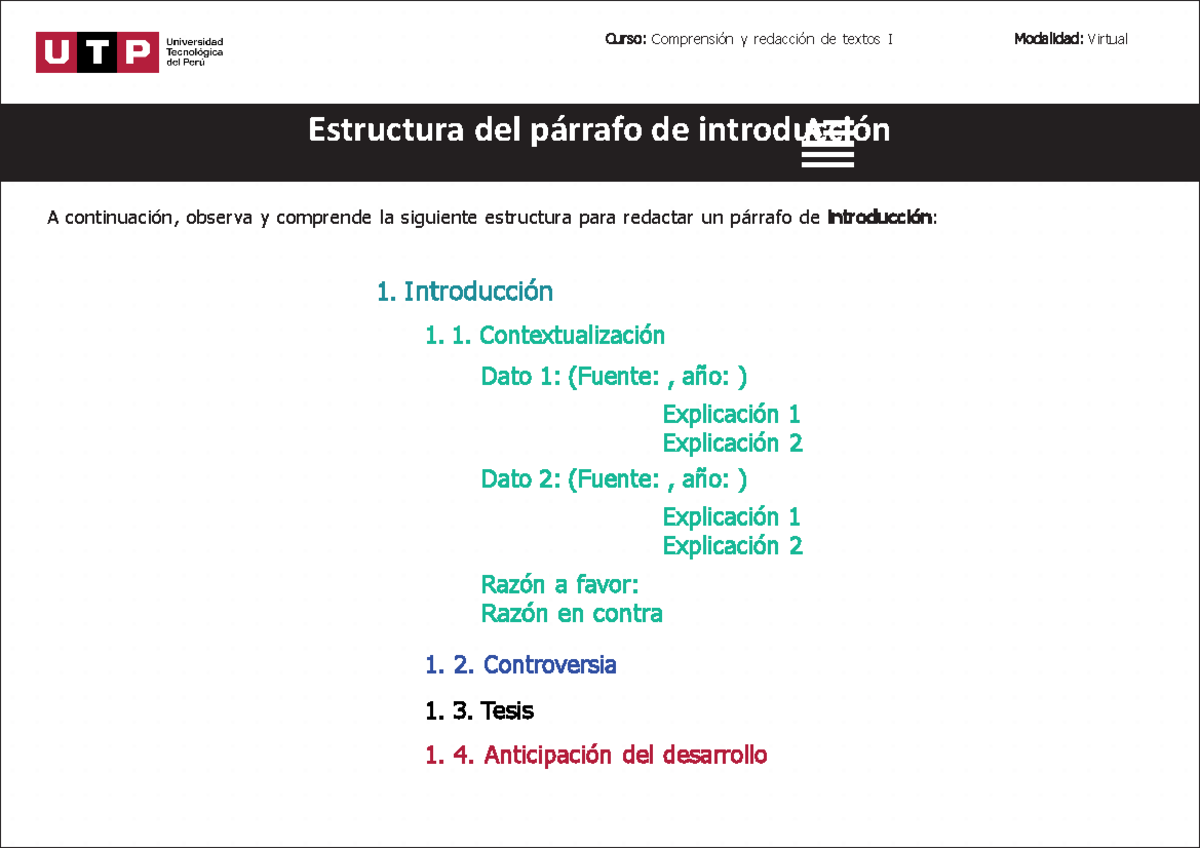 Semana 06 - Recordando la estructura del párrafo de introducción ...