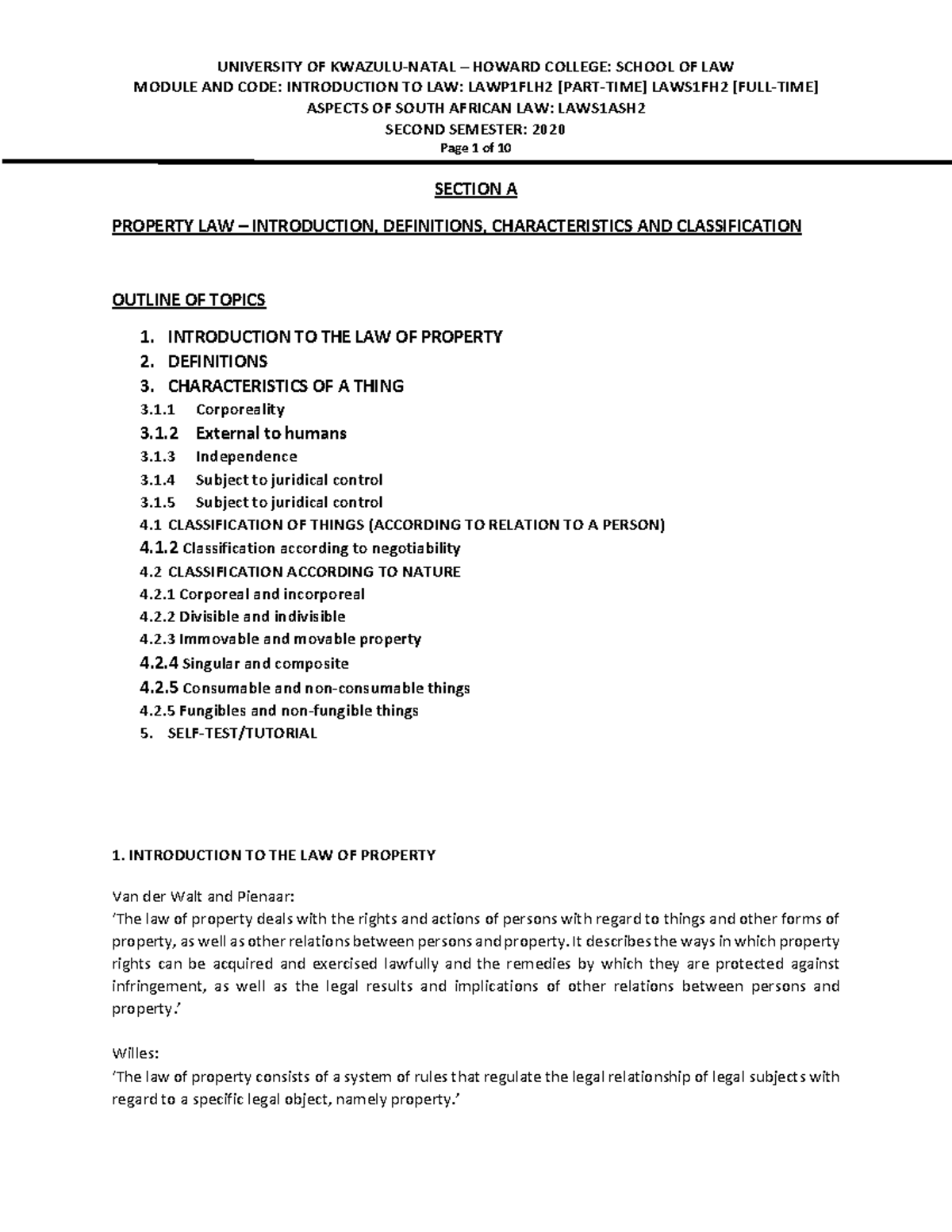 Property LAW- Introduction, Definitions, Characteristics AND ...