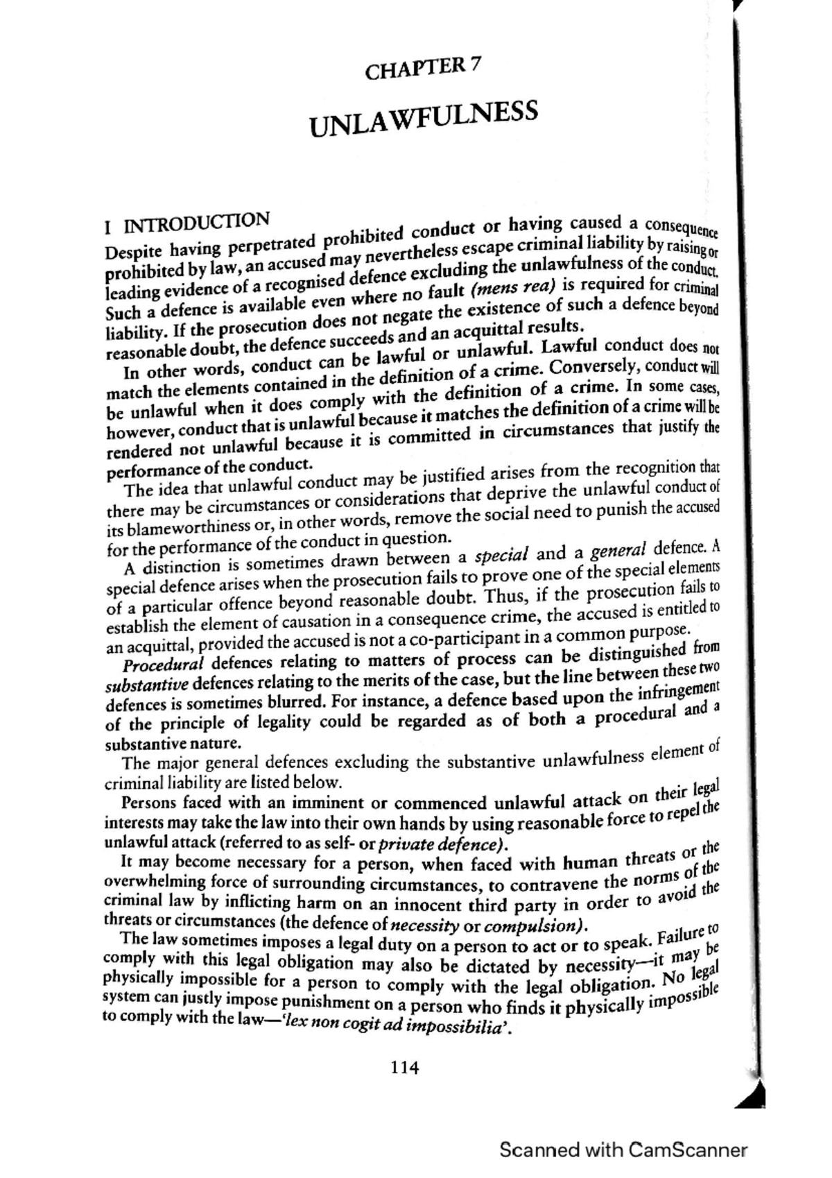Burchell Unlawfulness & Private Defence textbook chapter - LAWS 2014 - Wits University - Studocu