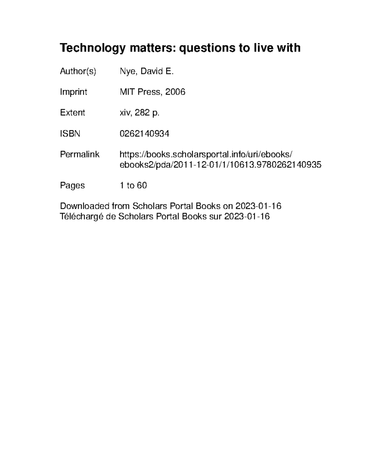 Technology matters [Pages 1-60] [2023-01-16] - Technology matters ...