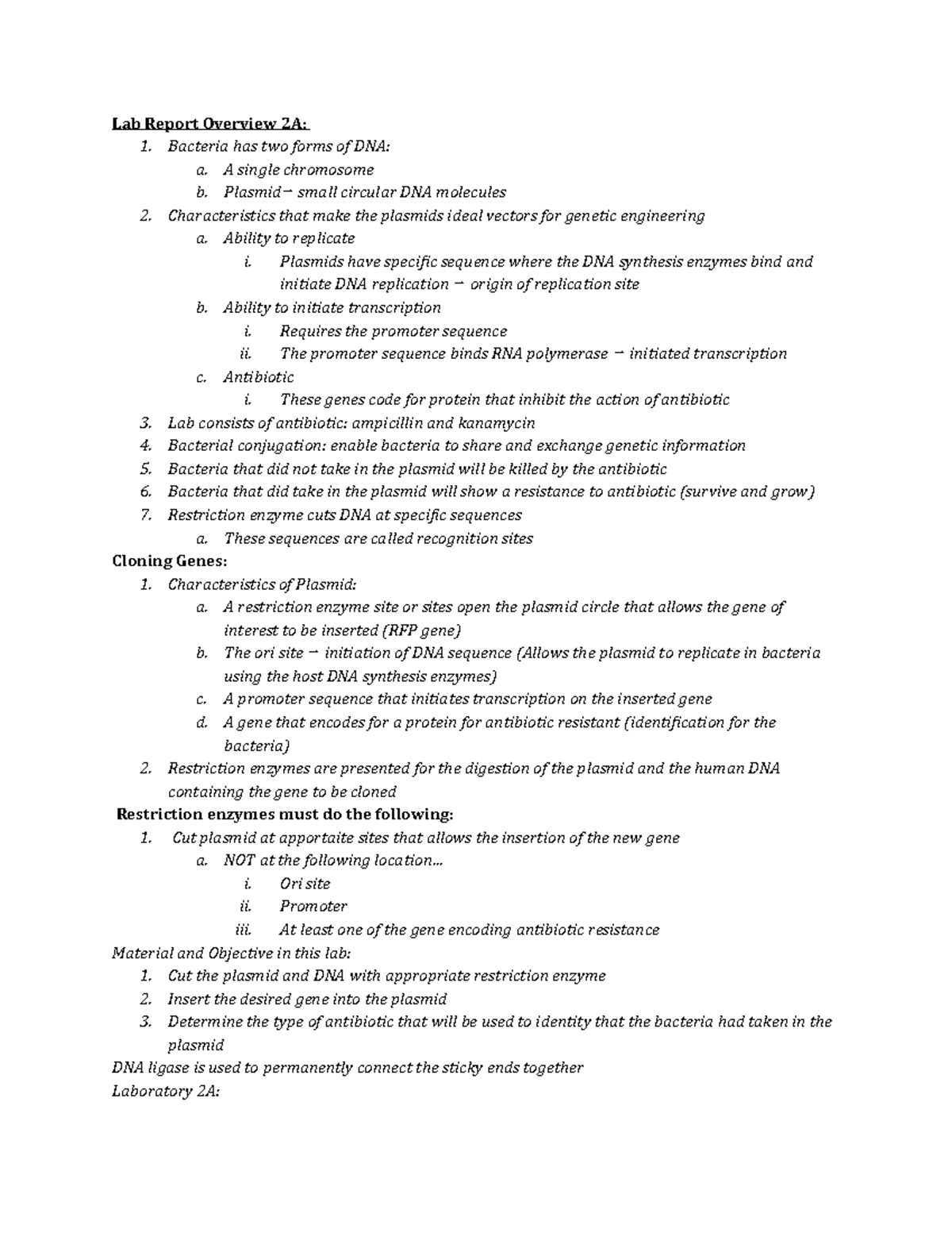 Lab report overview = 2A, 4A, 5A, 6 - Lab Report Overview 2A: 1 ...