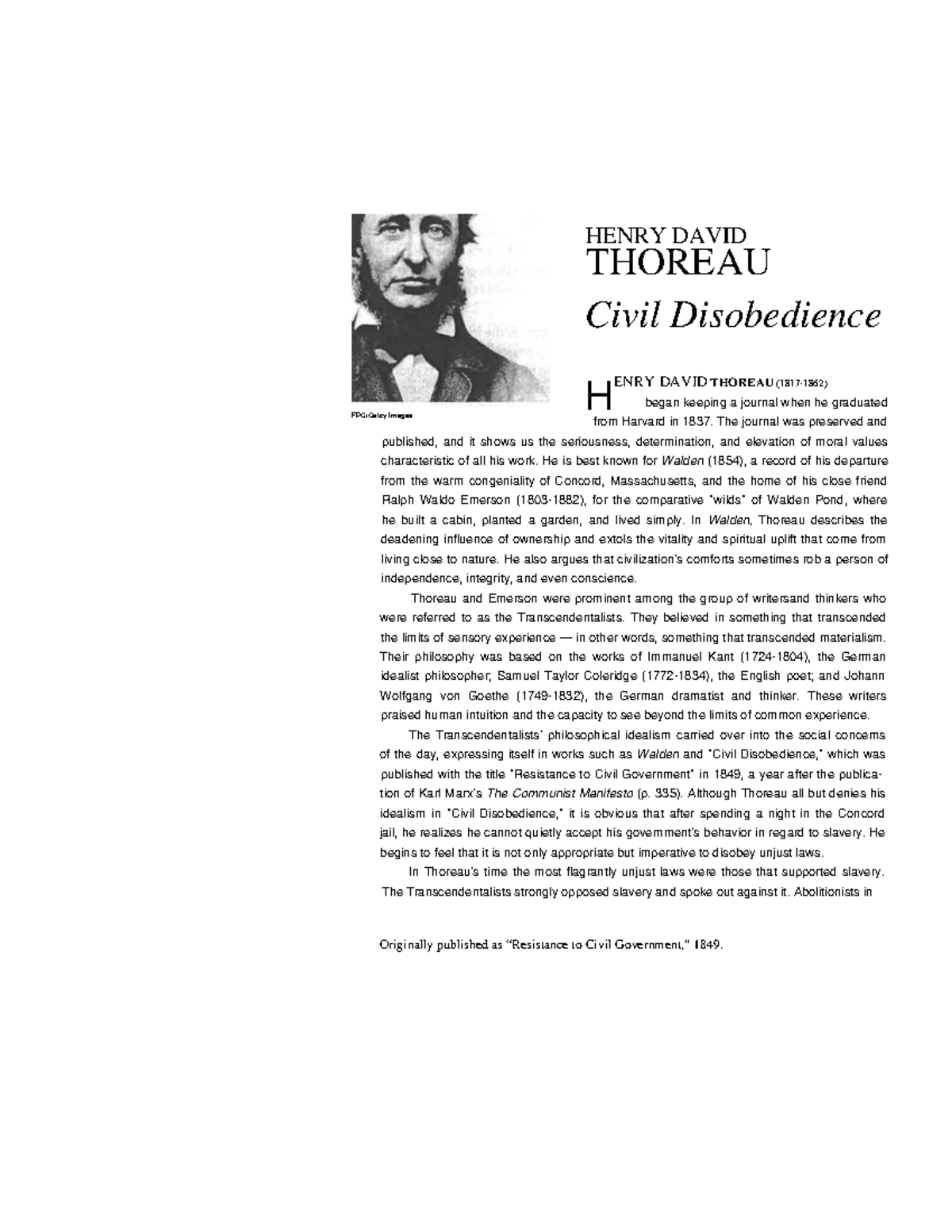 Thoreau - Civil Disobedience(1) - Ocred - FPG/Cetcy Images H E N R Y D ...