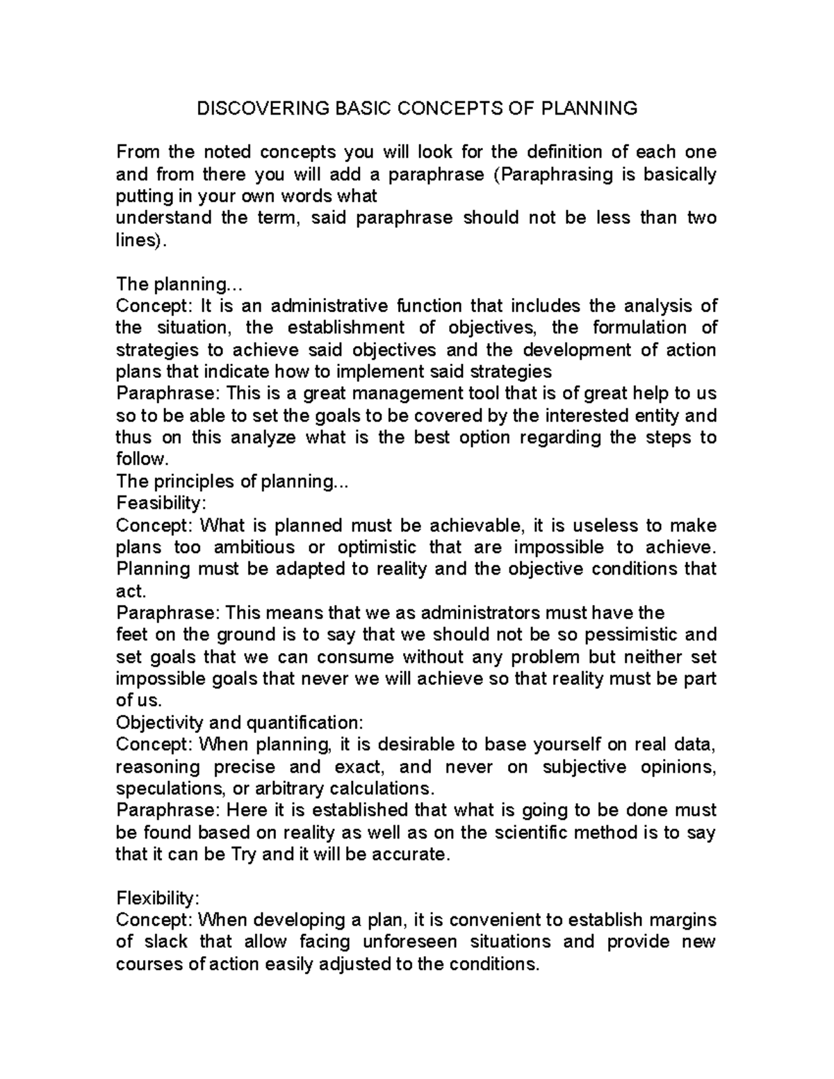 Discovering Basic Concepts OF Planning - DISCOVERING BASIC CONCEPTS OF ...