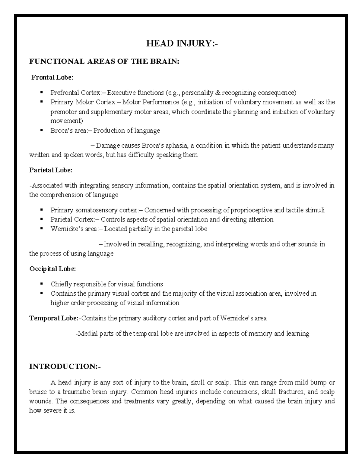 Brain injury practice teaching pdf free - HEAD INJURY:- FUNCTIONAL ...