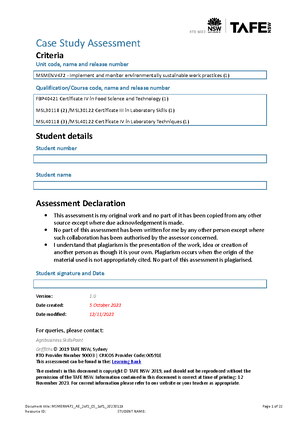 Tafe student - I need this document to improve my knowledge - MSL40118 ...