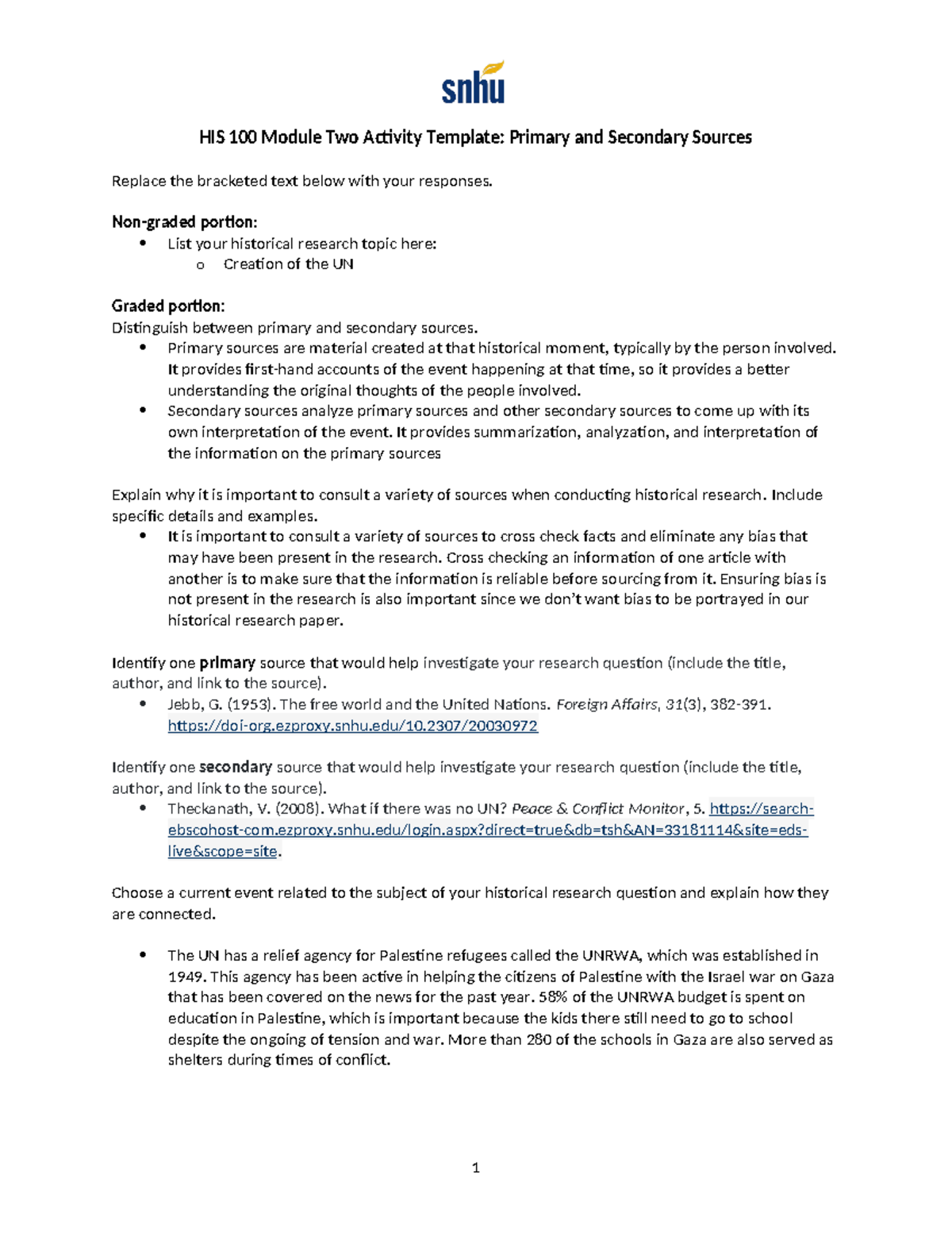 HIS 100 Module Two Activity Sources Template - HIS 100 Module Two ...