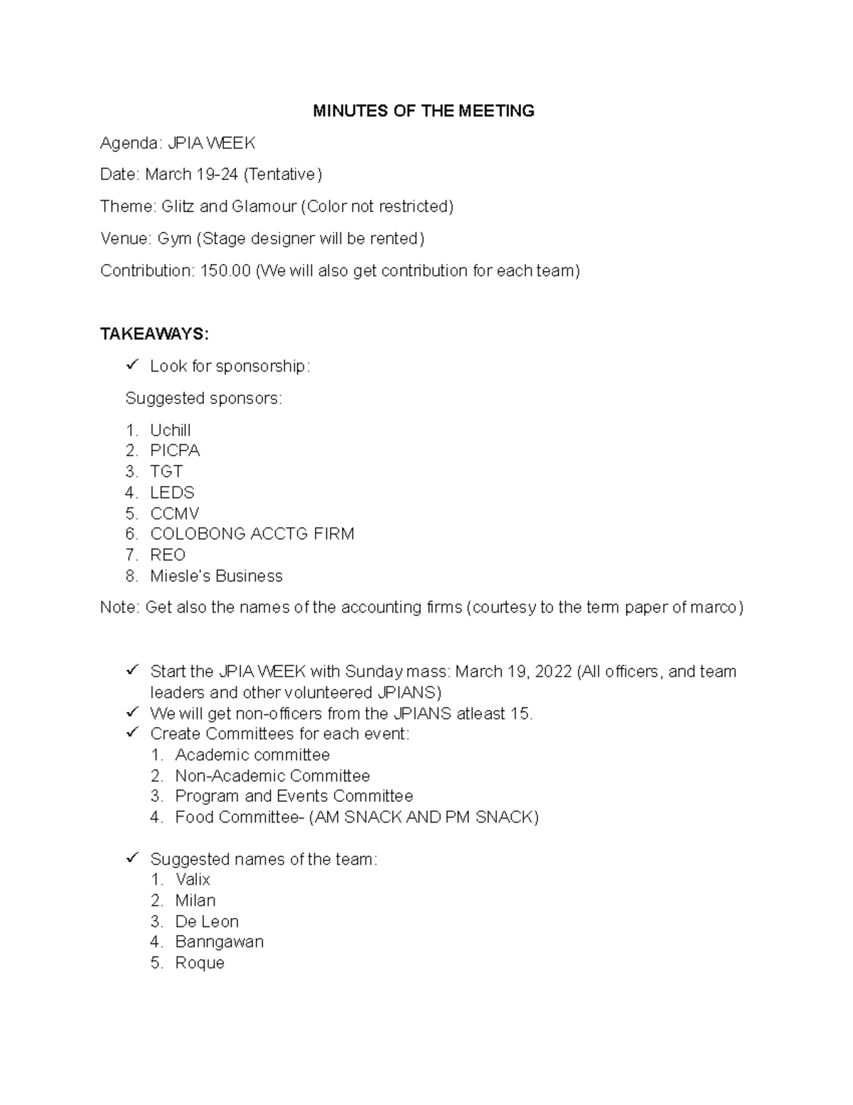 Minutes OF THE Meetin (raw) - MINUTES OF THE MEETING Agenda: JPIA WEEK ...
