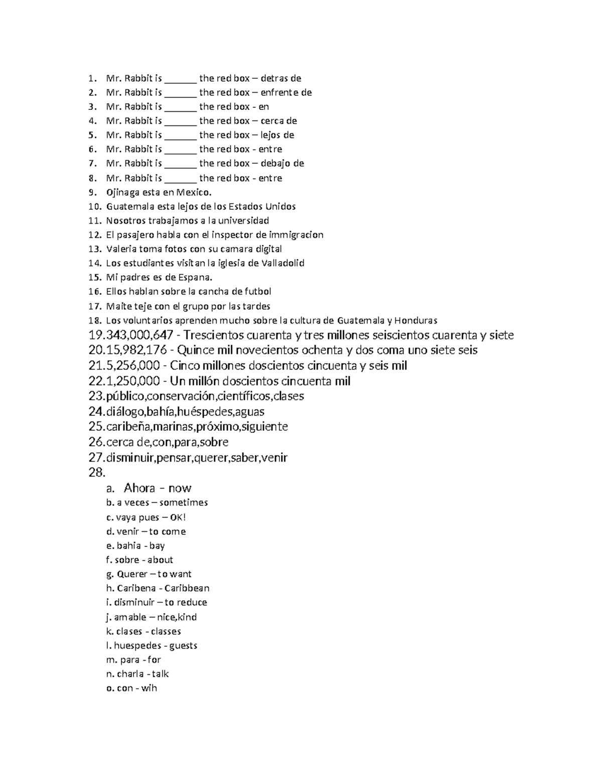SPAN work V4 Practicas - Spanish work on prepositions in Spanish - Mr ...