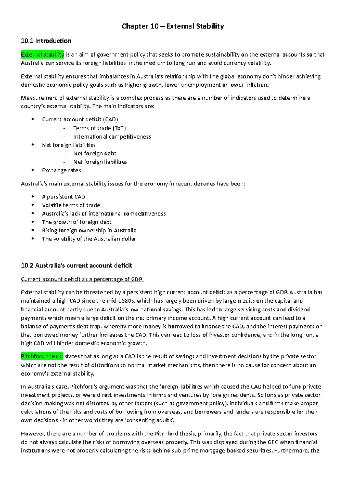 Chapter 10 - External Stability - Chapter 10 – External Stability 10 ...