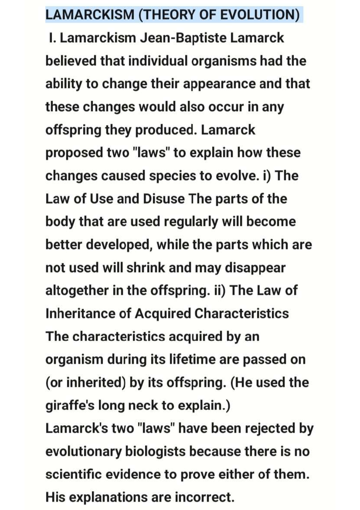 Lamarckism Evolution - Lamarkism - LAMARCKISM (THEORY OF EVOLUTION) I ...