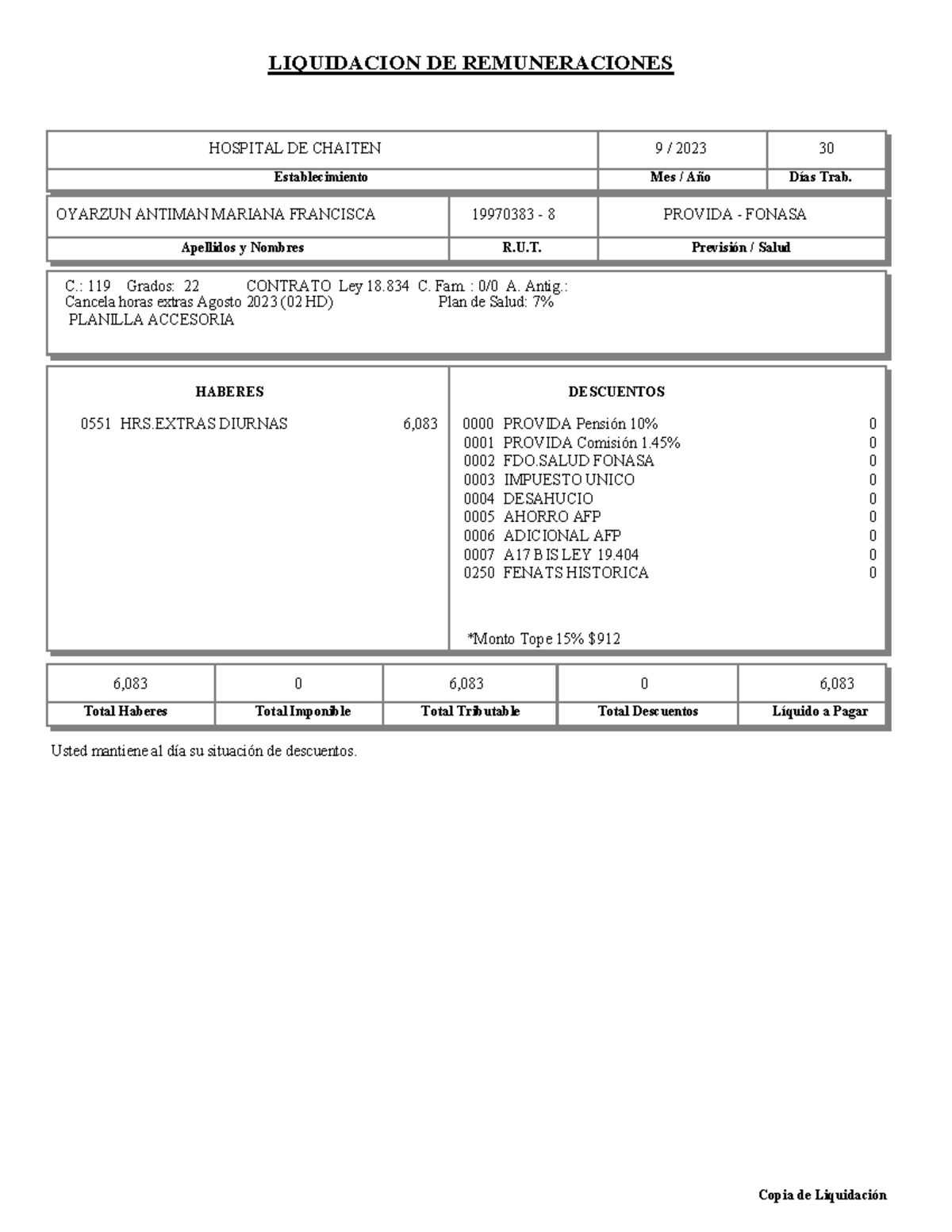Mariana 99 - vouchers - Establecimiento Mes / Año LIQUIDACION DE ...