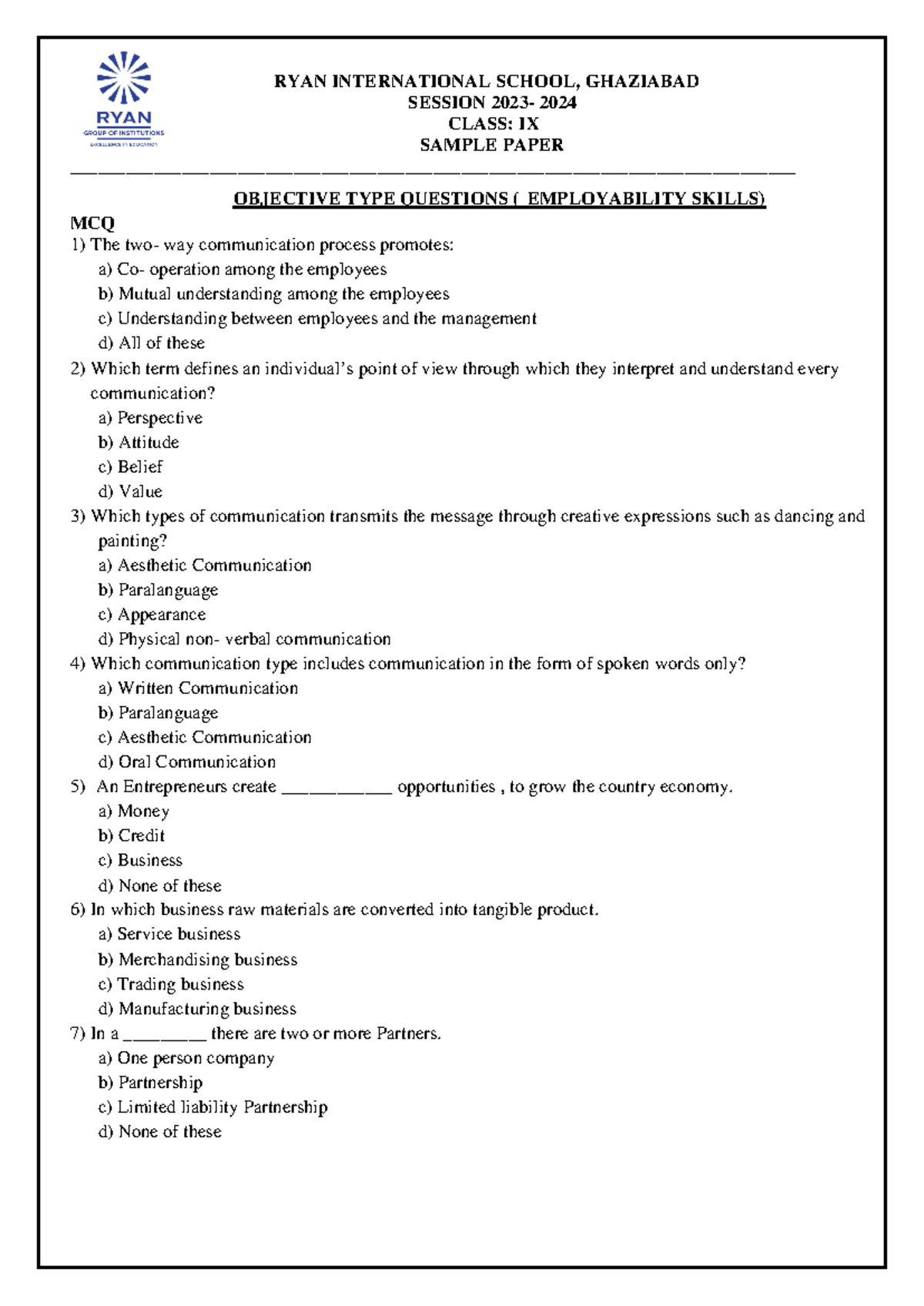 Information Technology-Sample Paper 1 ic864966 - RYAN INTERNATIONAL ...