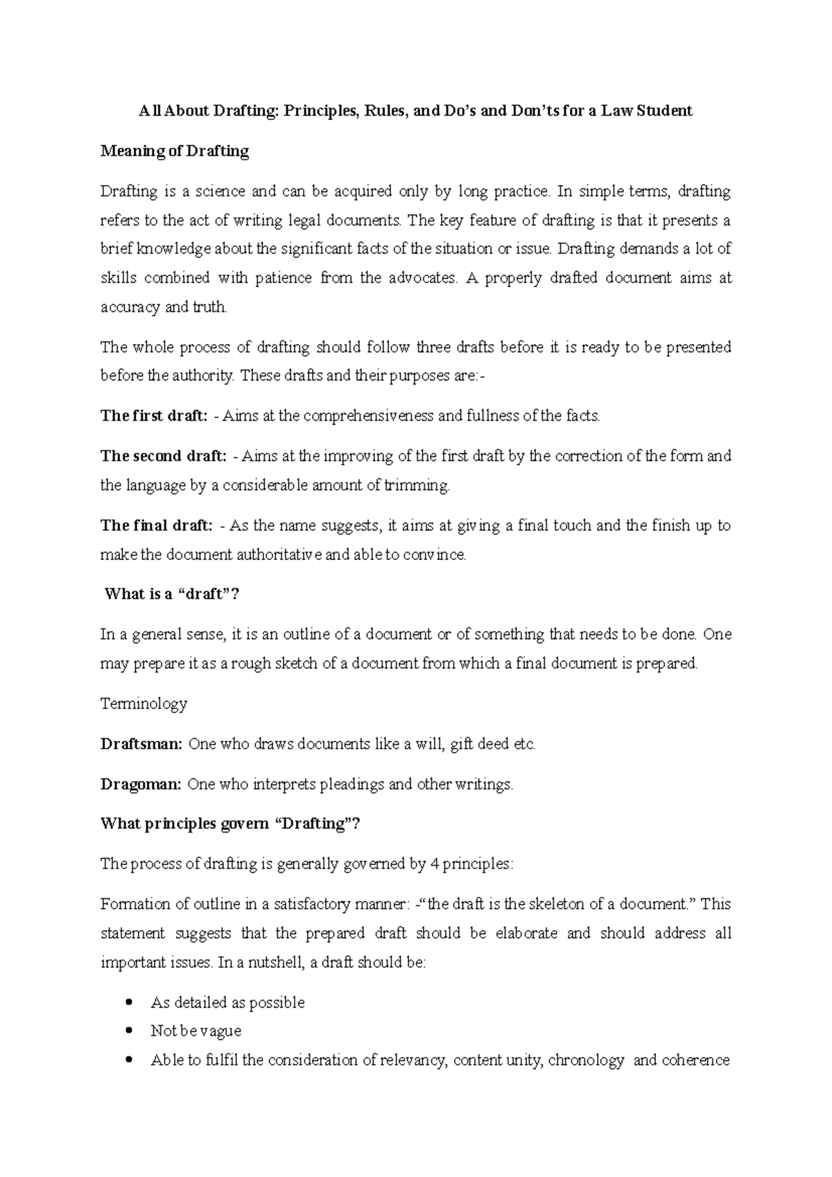 Ronak sir drafting material - All About Drafting: Principles, Rules ...