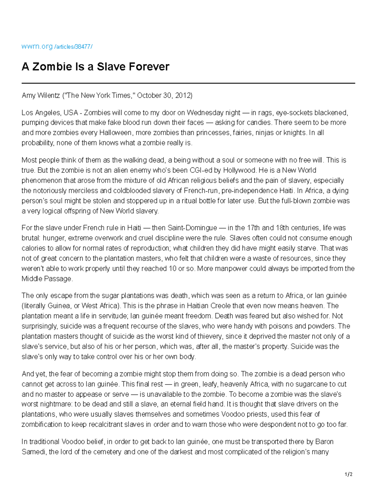 A Zombie Is a Slave Forever - 1/ wwrn /articles/38477/ A Zombie Is a ...