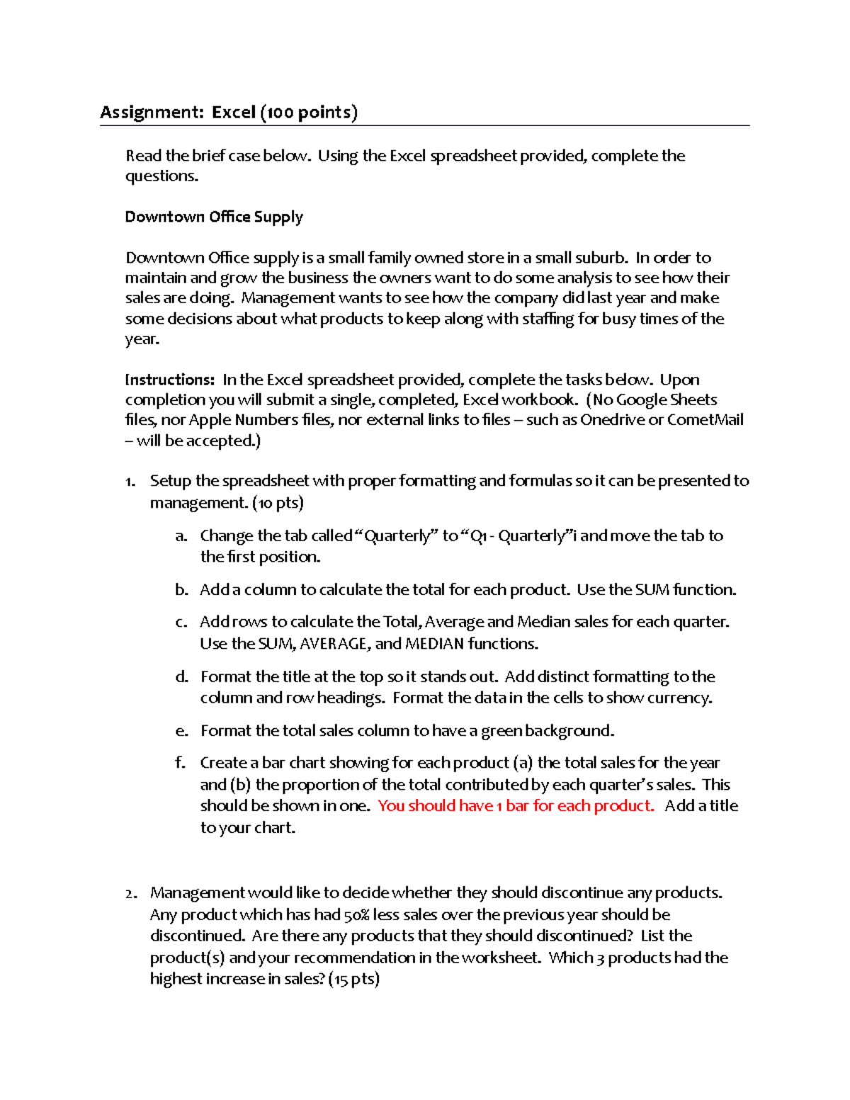 Assignment Office Supply Sales - Assignment: Excel (100 points) Read ...