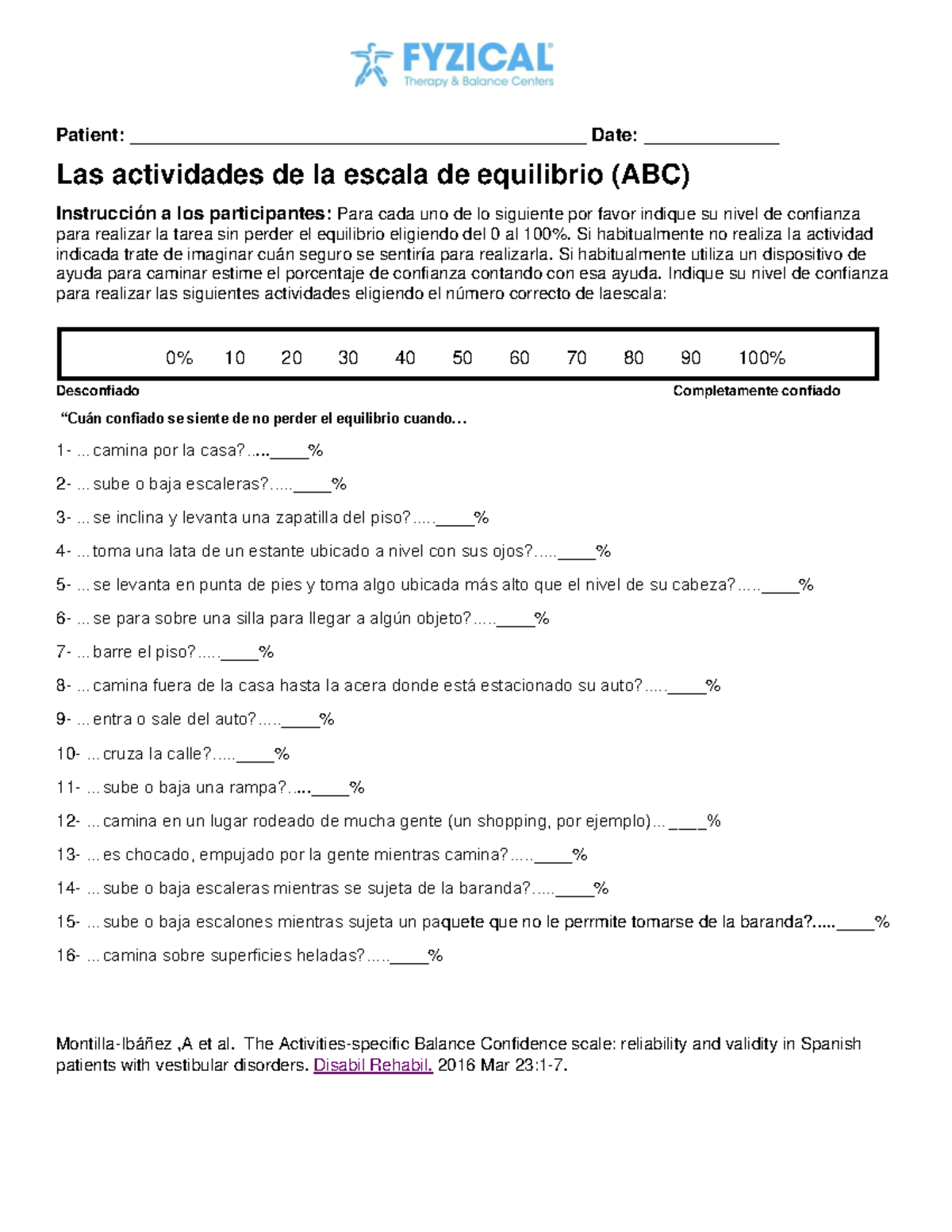 Escala ABC Equilibrio AM - Patient ...