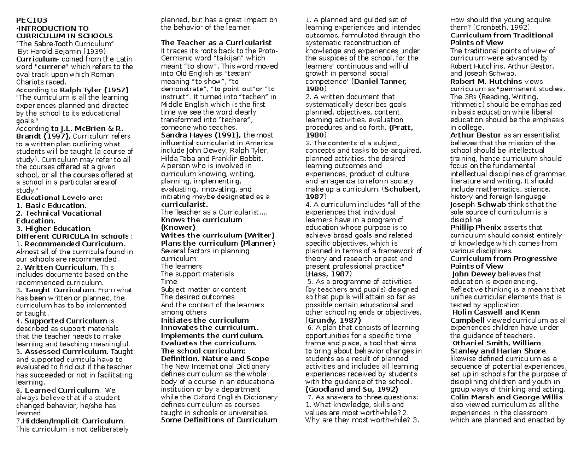 PEC103 - modules in curriculum - PEC -INTRODUCTION TO CURRICULUM IN ...