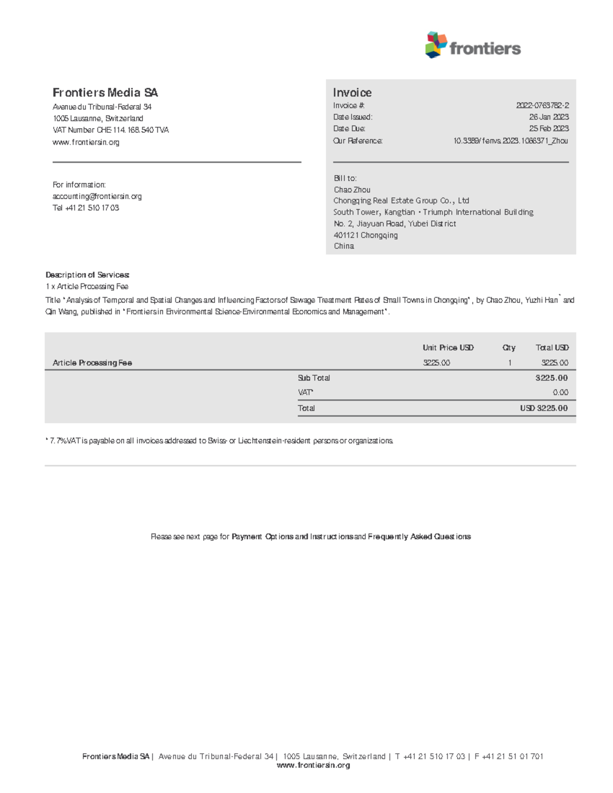 materials of check - Front iers Media SA Avenue du Tribunal-Federal 34 ...