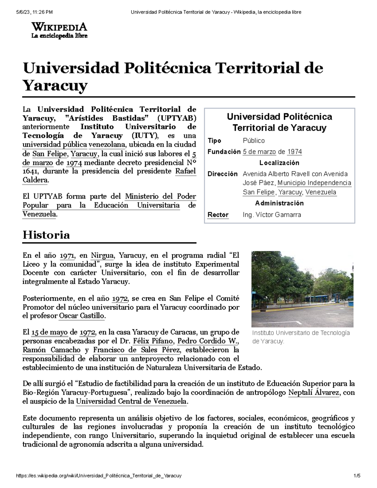 Universidad Politécnica Territorial de Yaracuy - Wikipedia, la ...