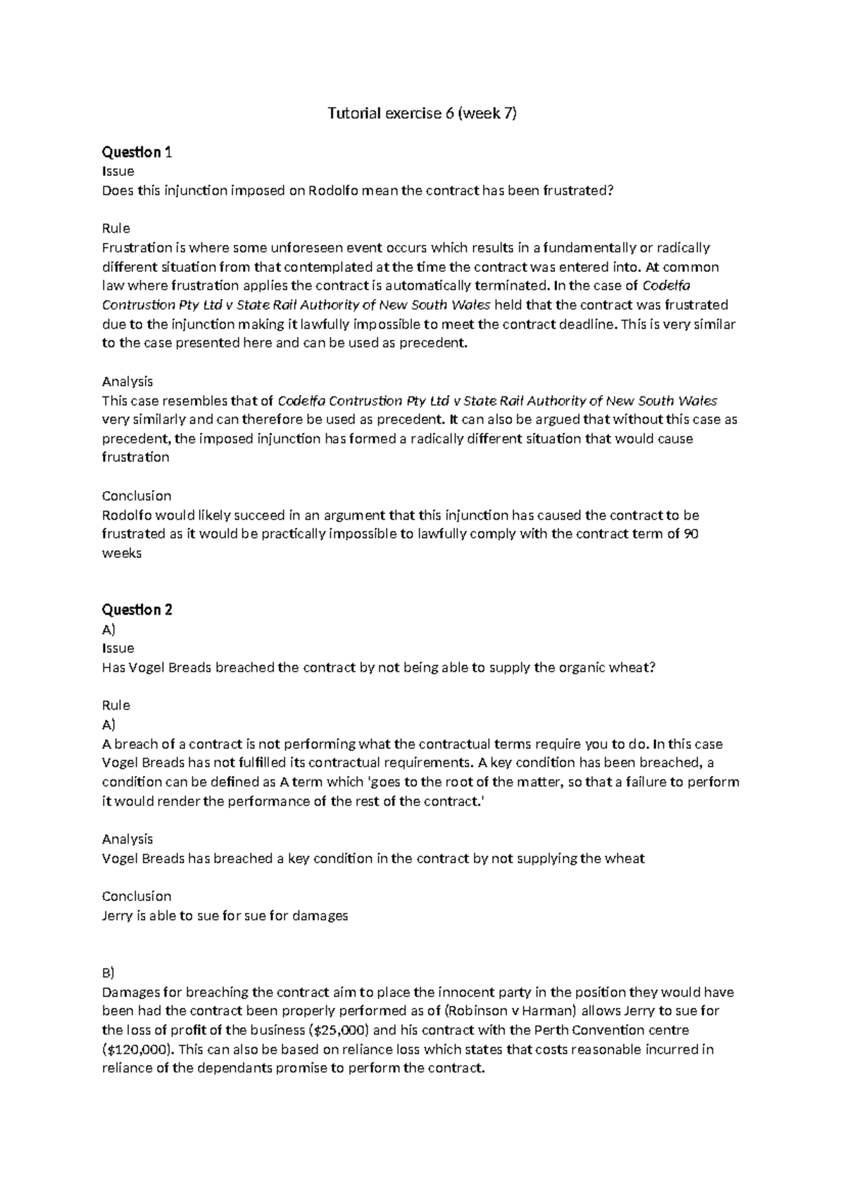 Tutorial Exercise 6 Week 7 Tutorial Exercise 6 Week 7 Question 1 Issue Does This 