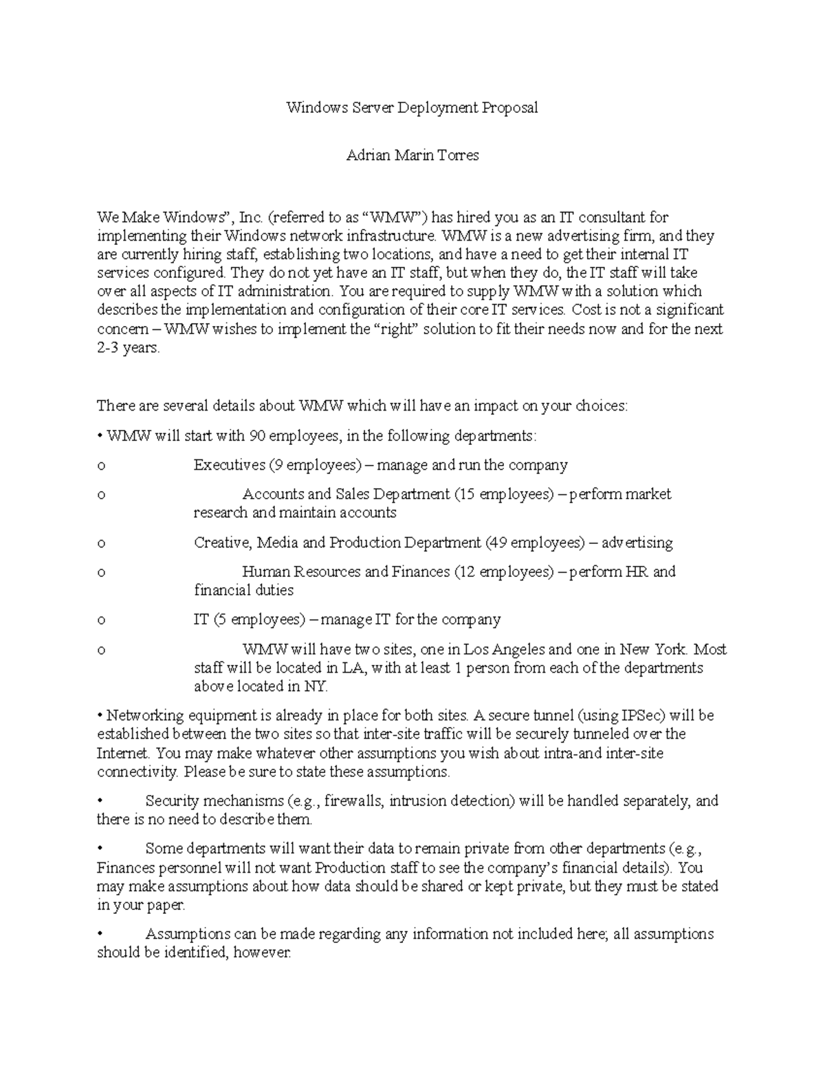 Windows Server Project - Windows Server Deployment Proposal Adrian ...