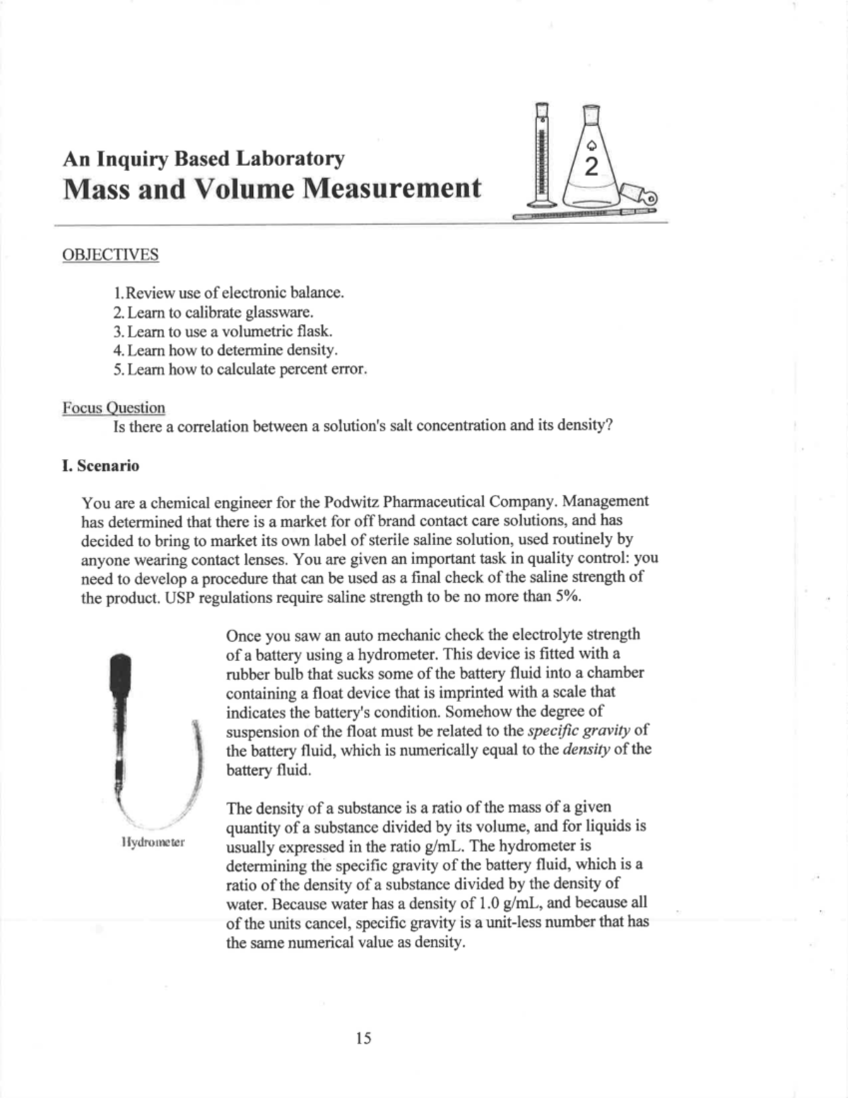 Experiment+2 - Lecture notes 2 - An Inquiry Based Laboratory Mass and ...