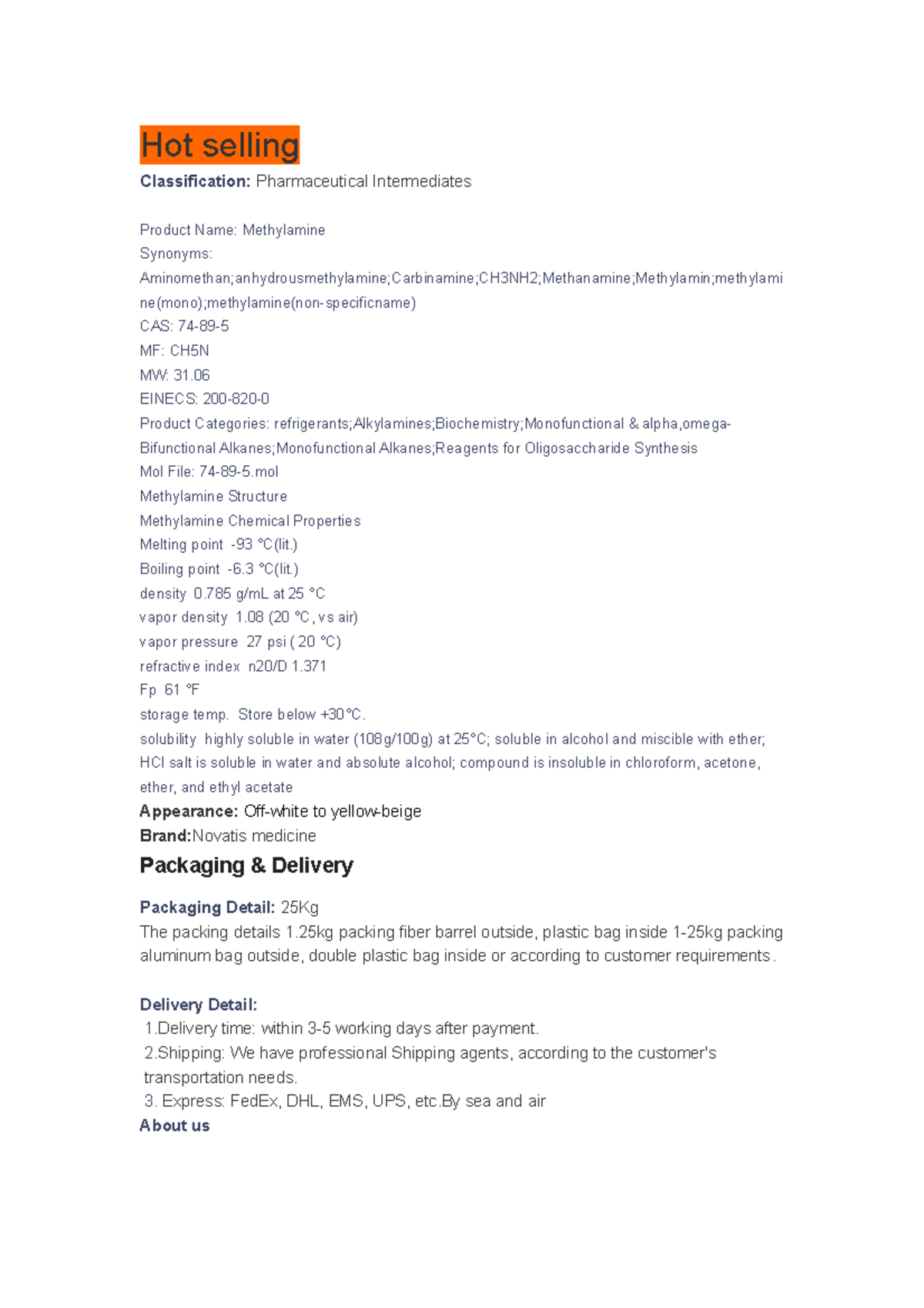 74-89-5 - Novatis medicine Hebei co., ltd - Hot selling Classification ...