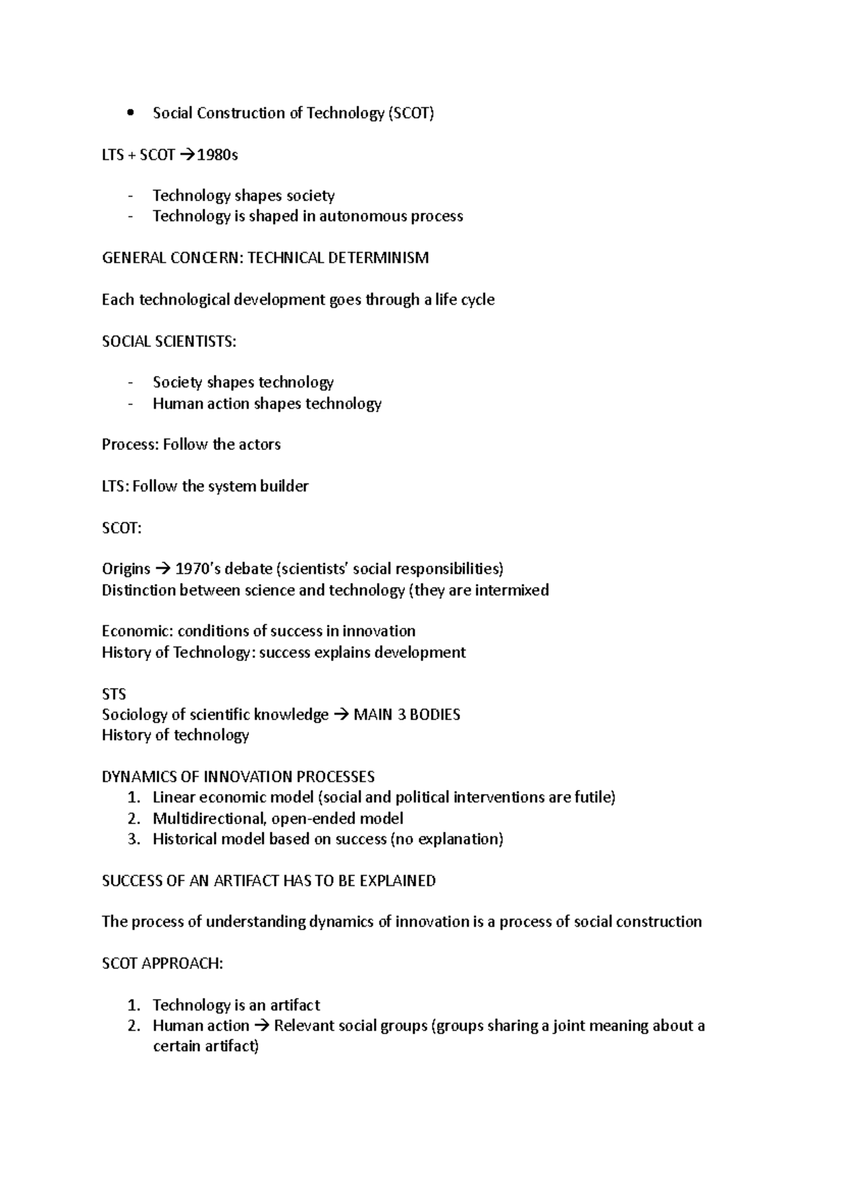Lecture 2 - Social Construction of Technology (SCOT) LTS + SCOT 1980s ...