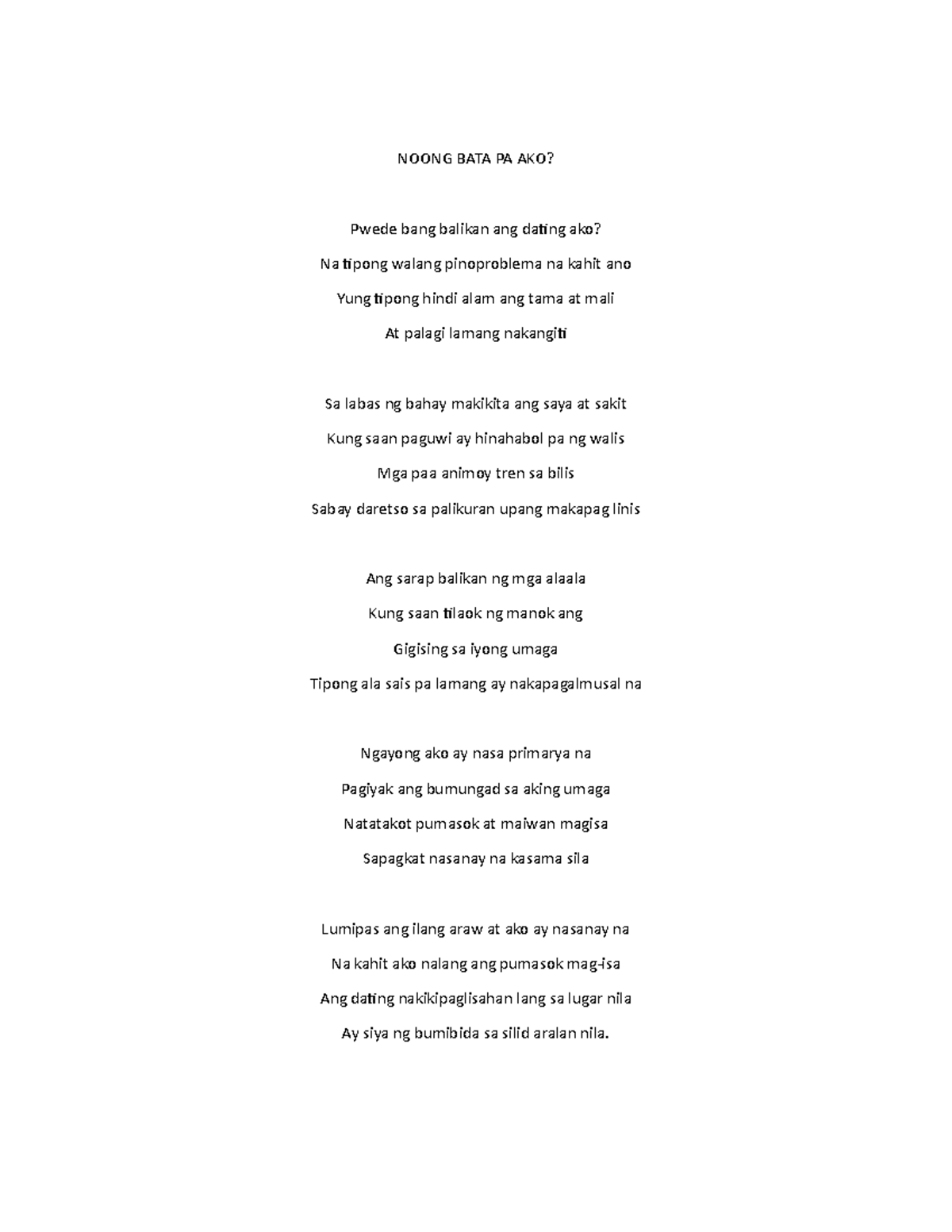 Spoken Poetry - NOONG BATA PA AKO? Pwede bang balikan ang dating ako ...