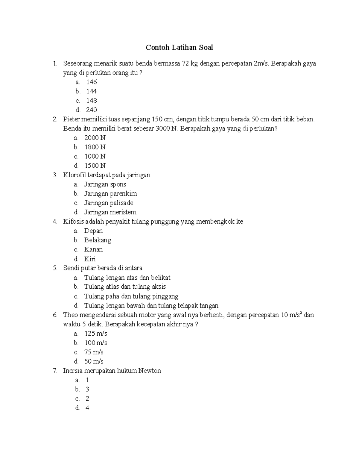 Contoh Latihan Soal IPA - Contoh Latihan Soal Seseorang menarik suatu ...