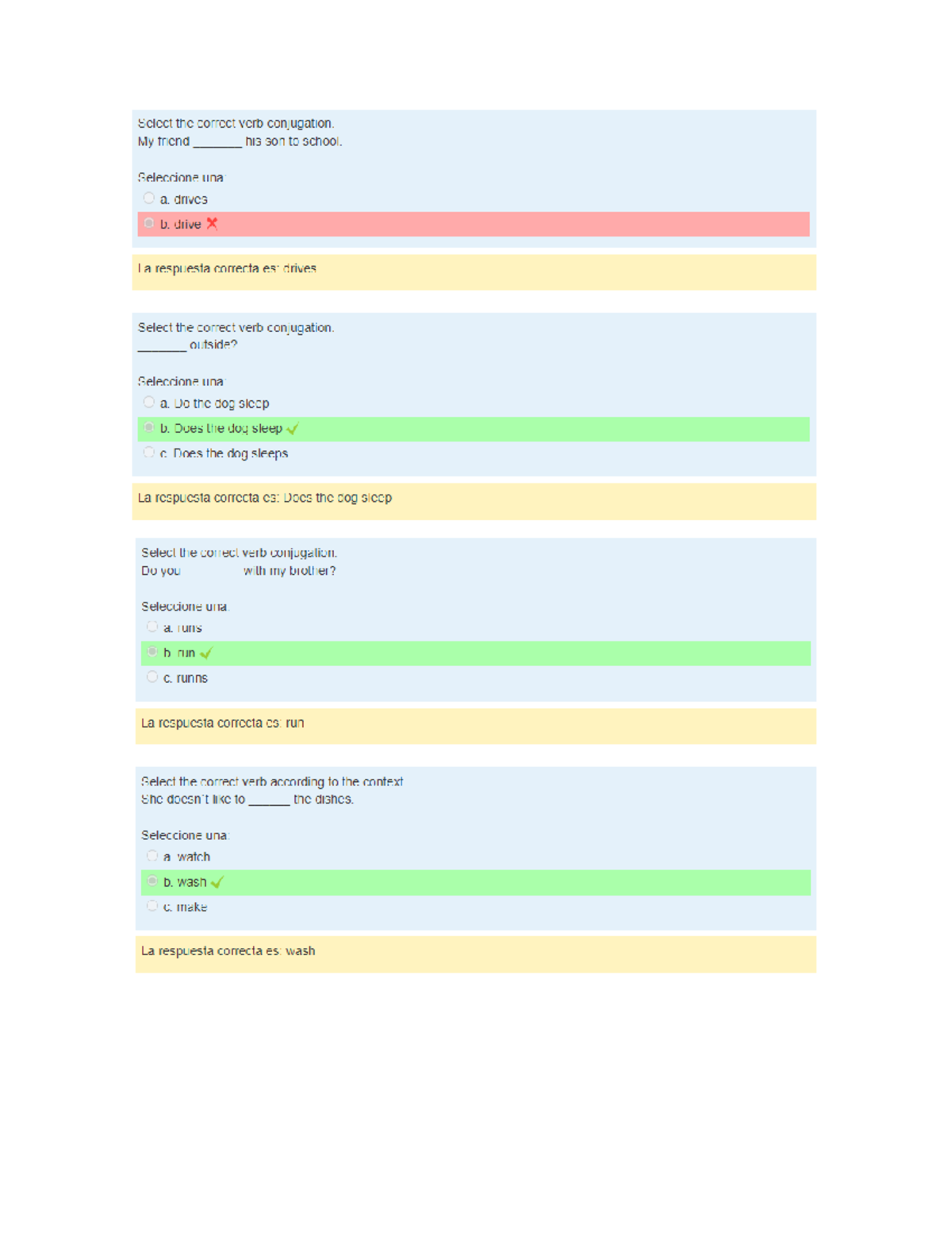 Assignment 5 Questionnaire U1 - Select the correct verb conjugation. My friend his son to school ...