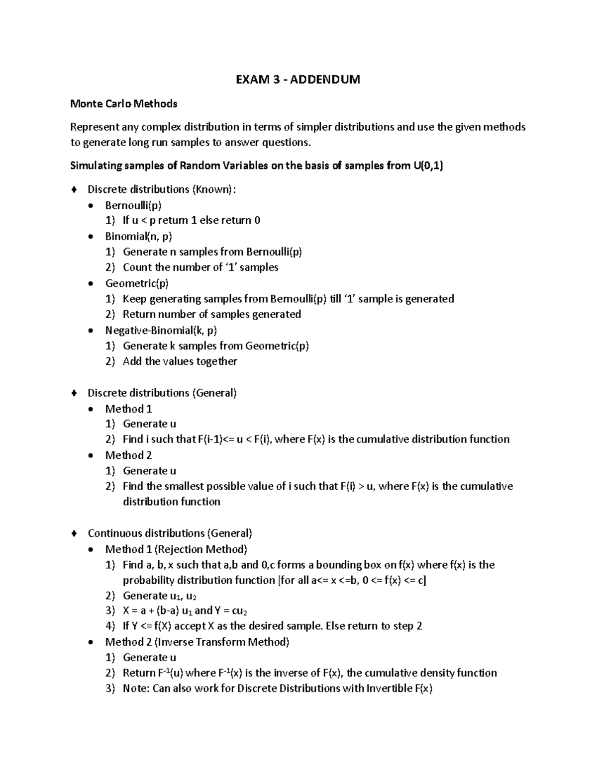 Handout 3 Hii Exam 3 Addendum Monte Carlo Methods Represent Any Complex Distribution In