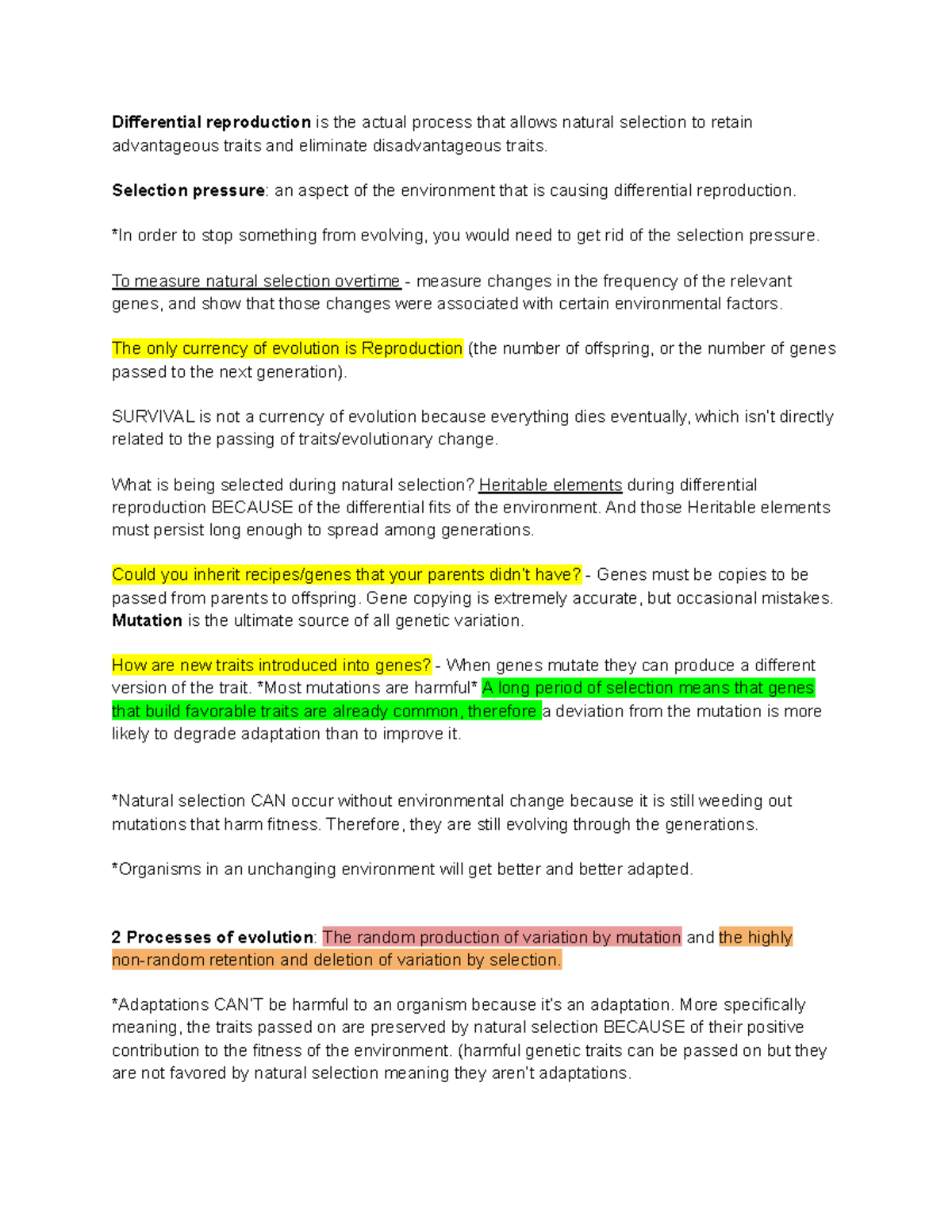 Anth 5 - Professor Steven J. Gaulin - Differential reproduction is the ...