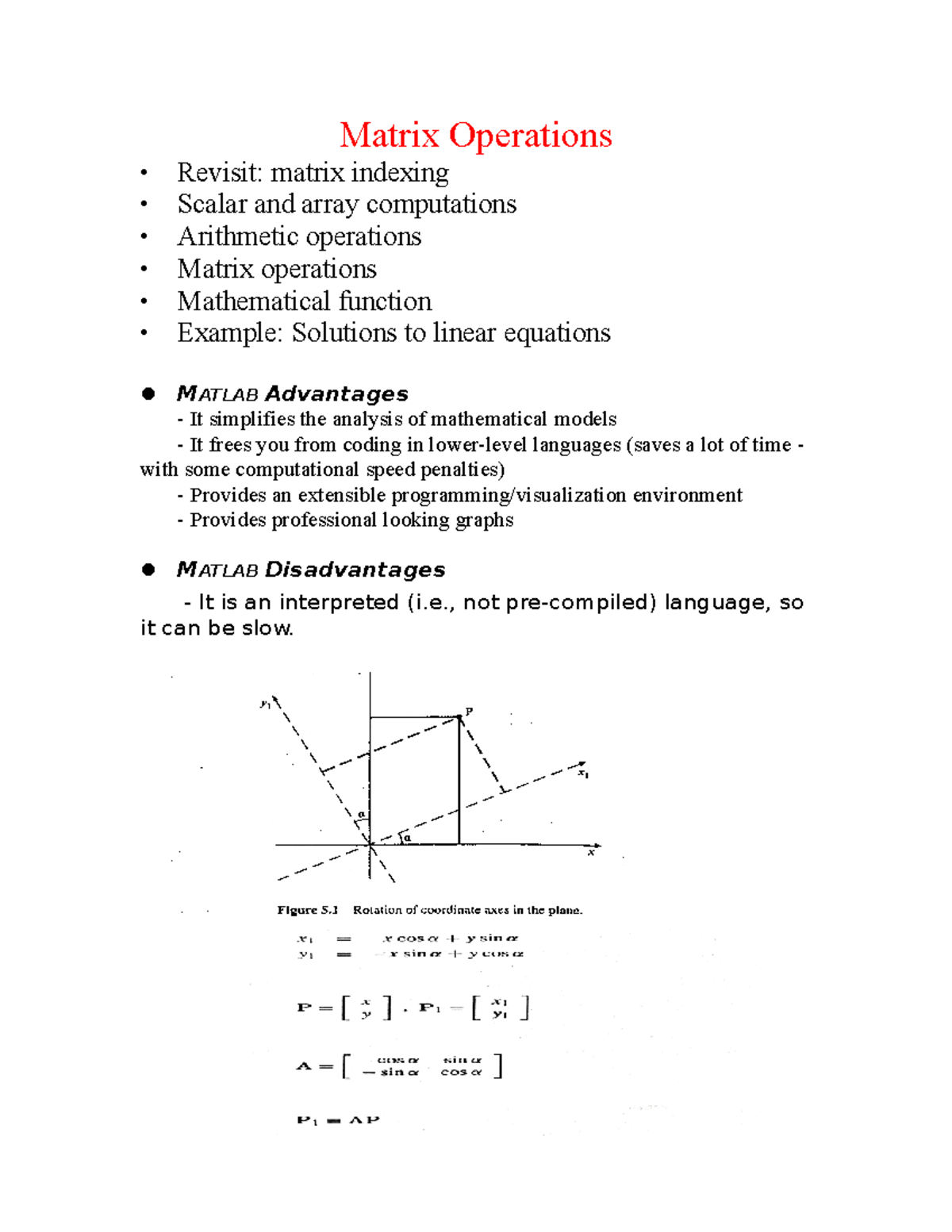 Bmepc Ml 2022 02 Matlab Matrix Operations • Revisit Matrix Indexing • Scalar And Array