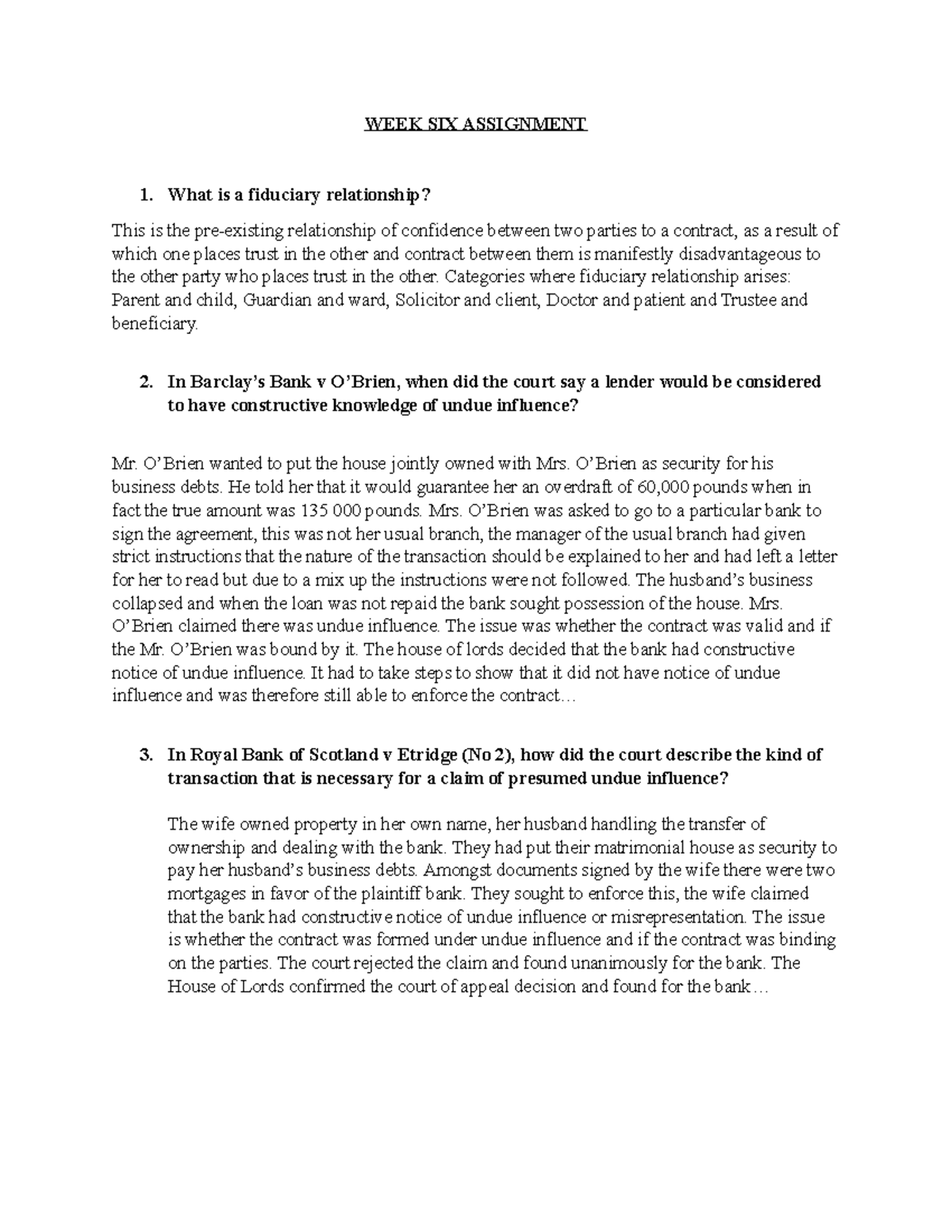 Week Six Assignments - practice assignment - WEEK SIX ASSIGNMENT What ...