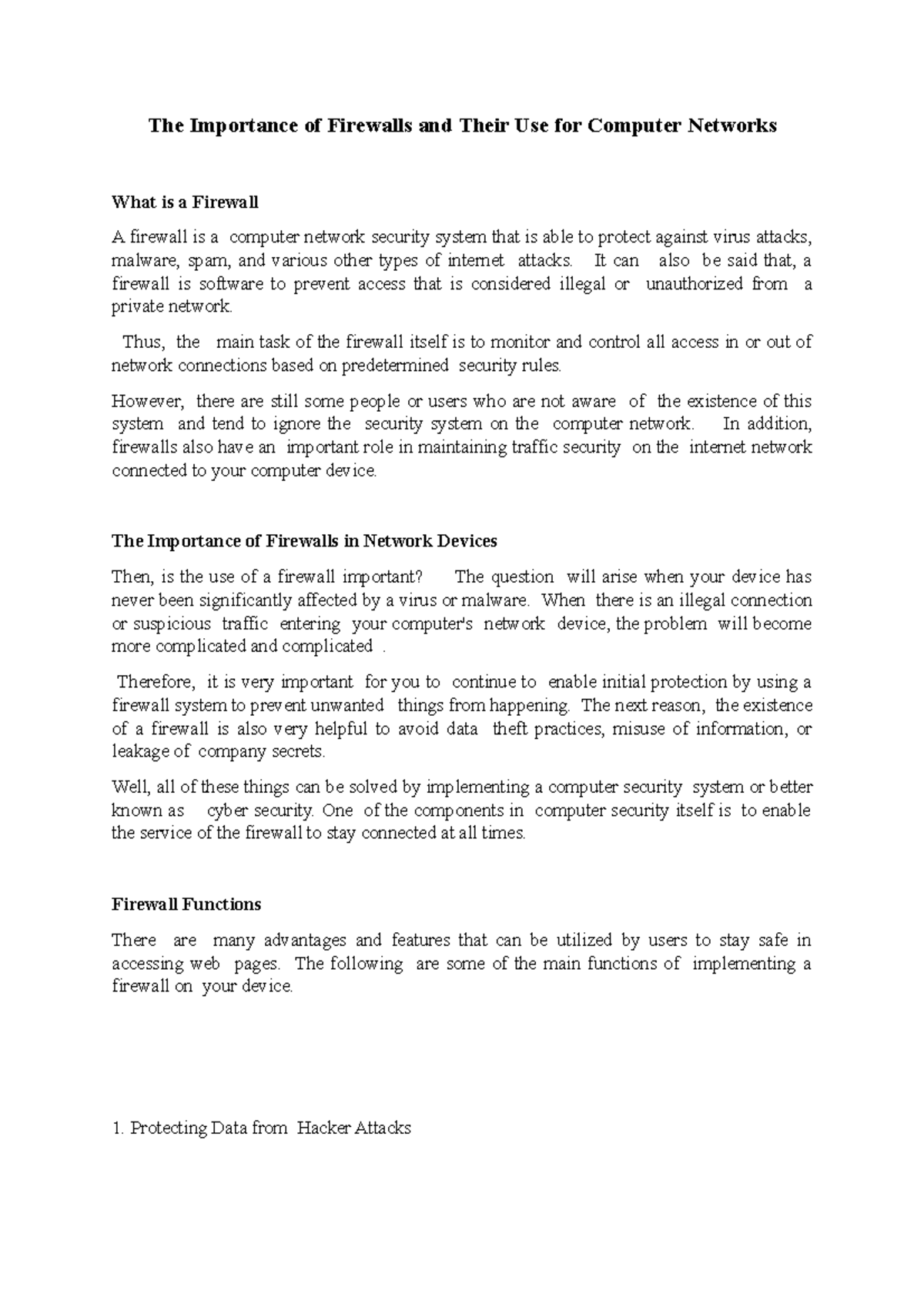 The Importance of Firewalls and Their Use for Computer Networks - It ...
