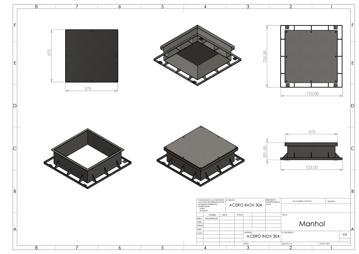 Manhol - dibujo técnico - ACDBE 575575 201,50725,00 725,00725,00 575 ...