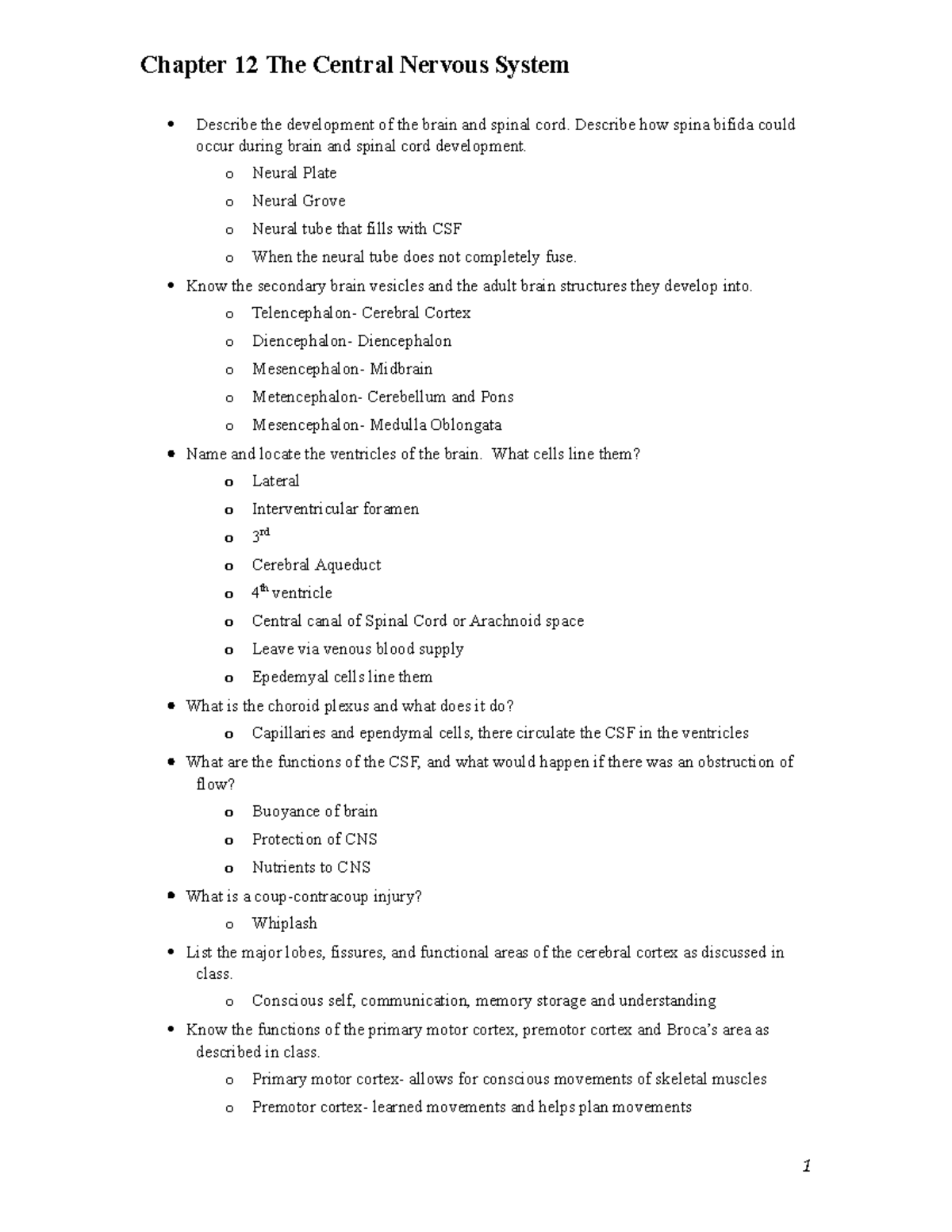 Unit 2 Study Guide-2 - Summary Anatomy and Physiology - Chapter 12 The ...
