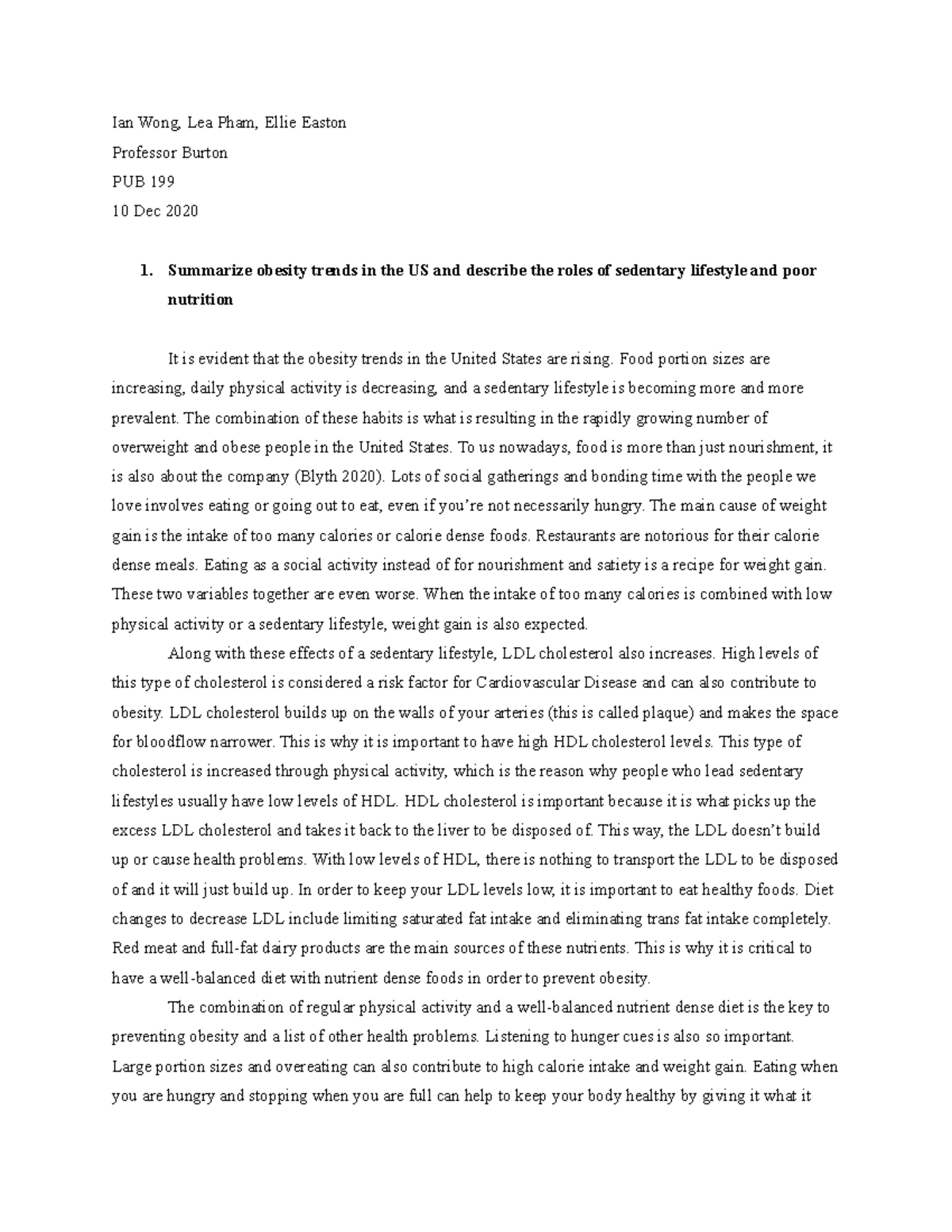 Final Group Project Paper - Ian Wong, Lea Pham, Ellie Easton Professor ...