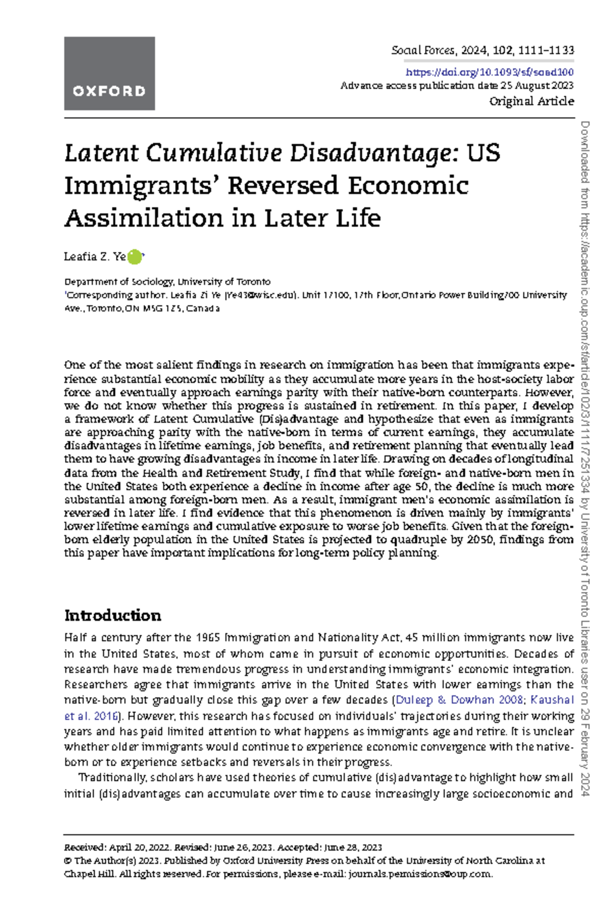 Ye SF2024 - Received: April 20, 2022. Revised: June 26, 2023. Accepted ...